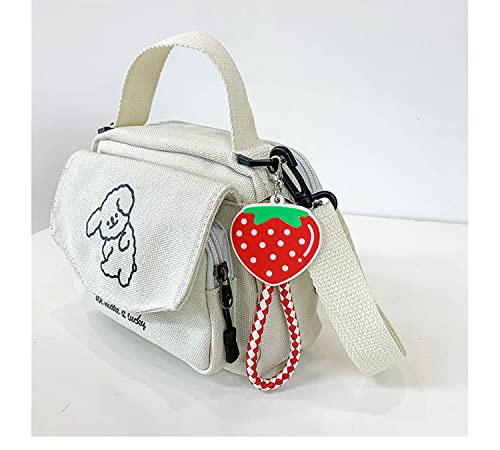 NCDUANSAN Kawaii Backpack Girl People Messenger Bag Mini Small Backpack Cute Korean INS Puppy Pattern(White)