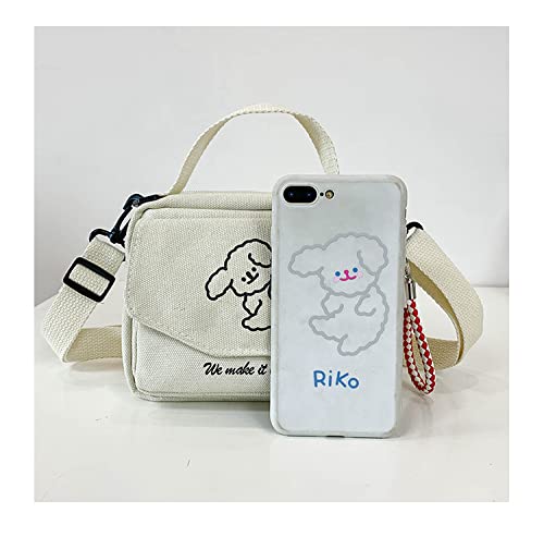 NCDUANSAN Kawaii Backpack Girl People Messenger Bag Mini Small Backpack Cute Korean INS Puppy Pattern(White)