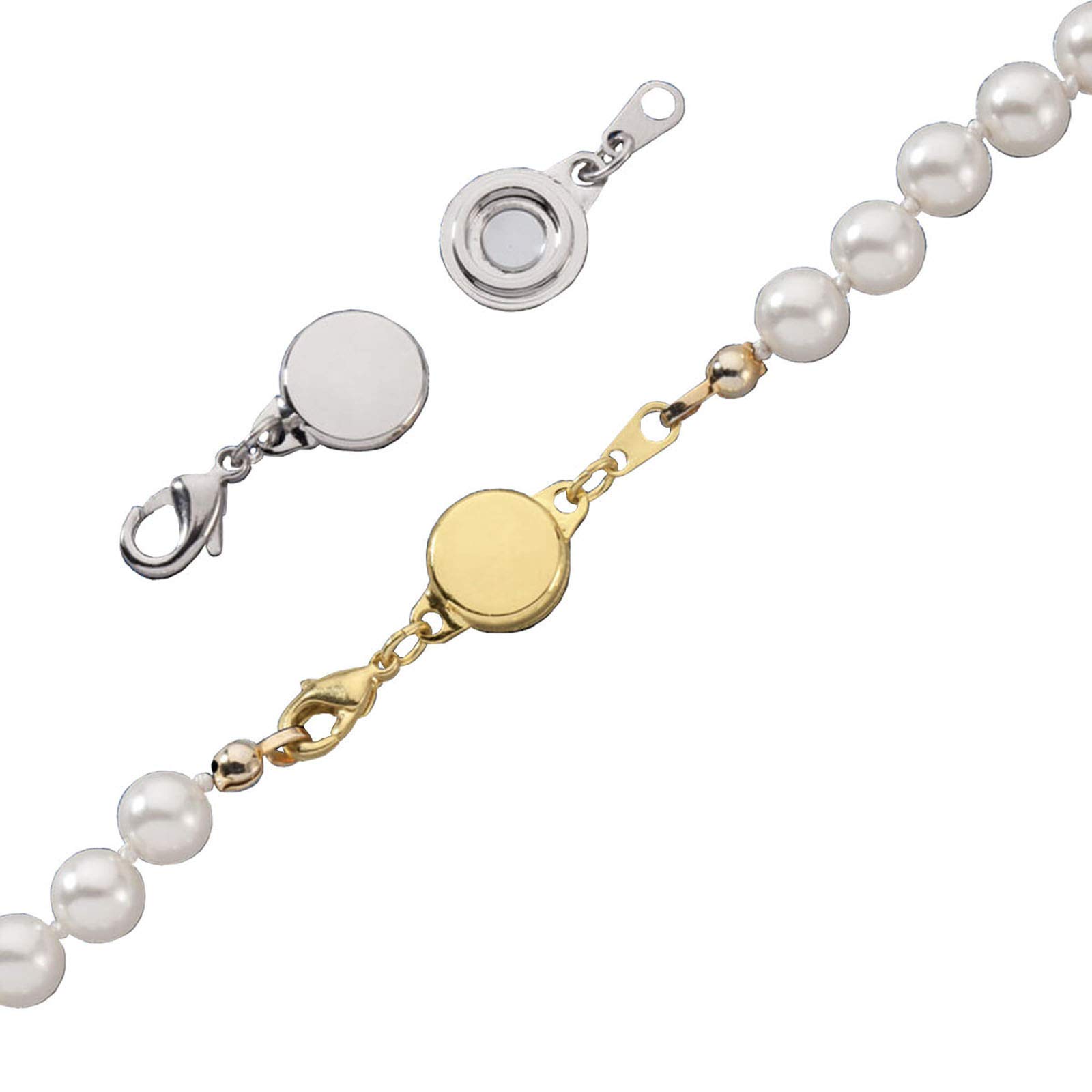 Zpsolution Locking Magnetic Jewelry Clasp for Necklace and Bracelet - Set of 4 Glod and Silver