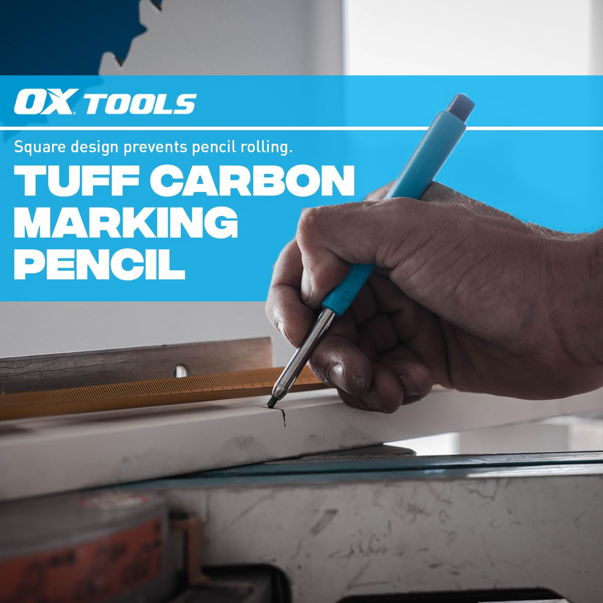 OX Tools Pro Tuff Carbon Marking Pencil | Pencil Holder with Sharpener & Belt Clip