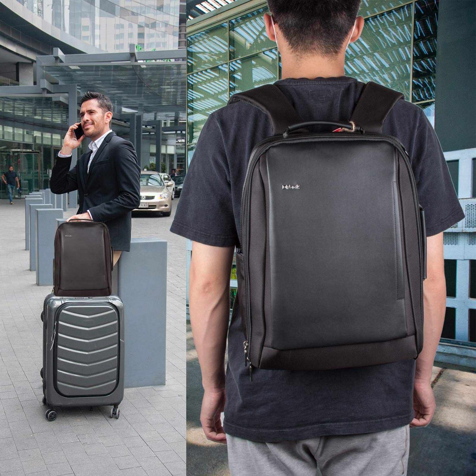 OPACK Rfid Business 15.6 inch Laptop Backpack Convertible Increase Compartment Anti-Theft Laptop Rucksack USB Charging and Water Resistant College Multi-Functional Travel
