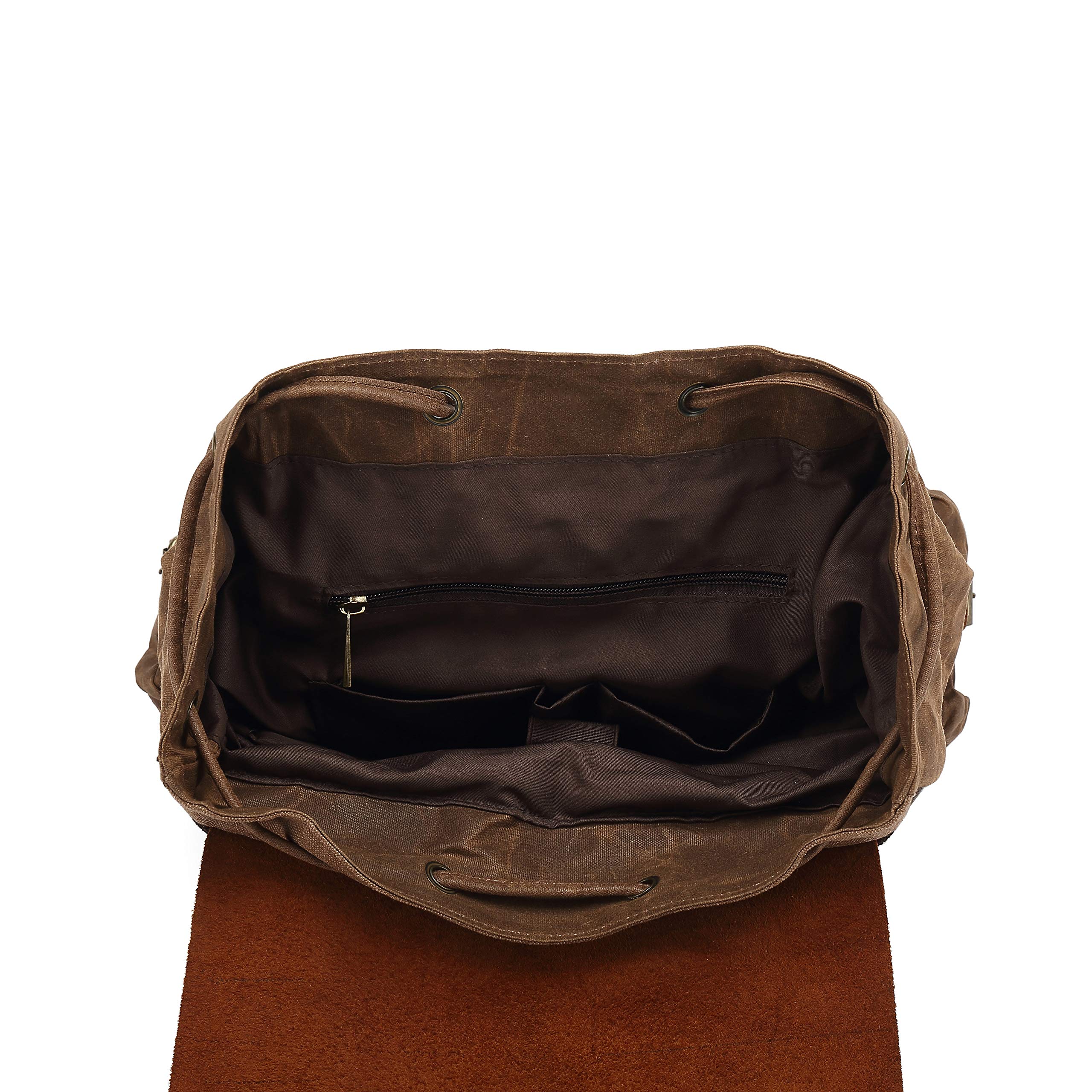 Genuine Leather Canvas waxed Backpack Travel Laptop Bag