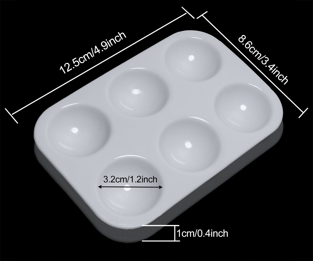 Penta Angel Art Paint Tray Palette 3Pcs 6 Well Plastic Rectangular Paint Tray for Watercolor Painting