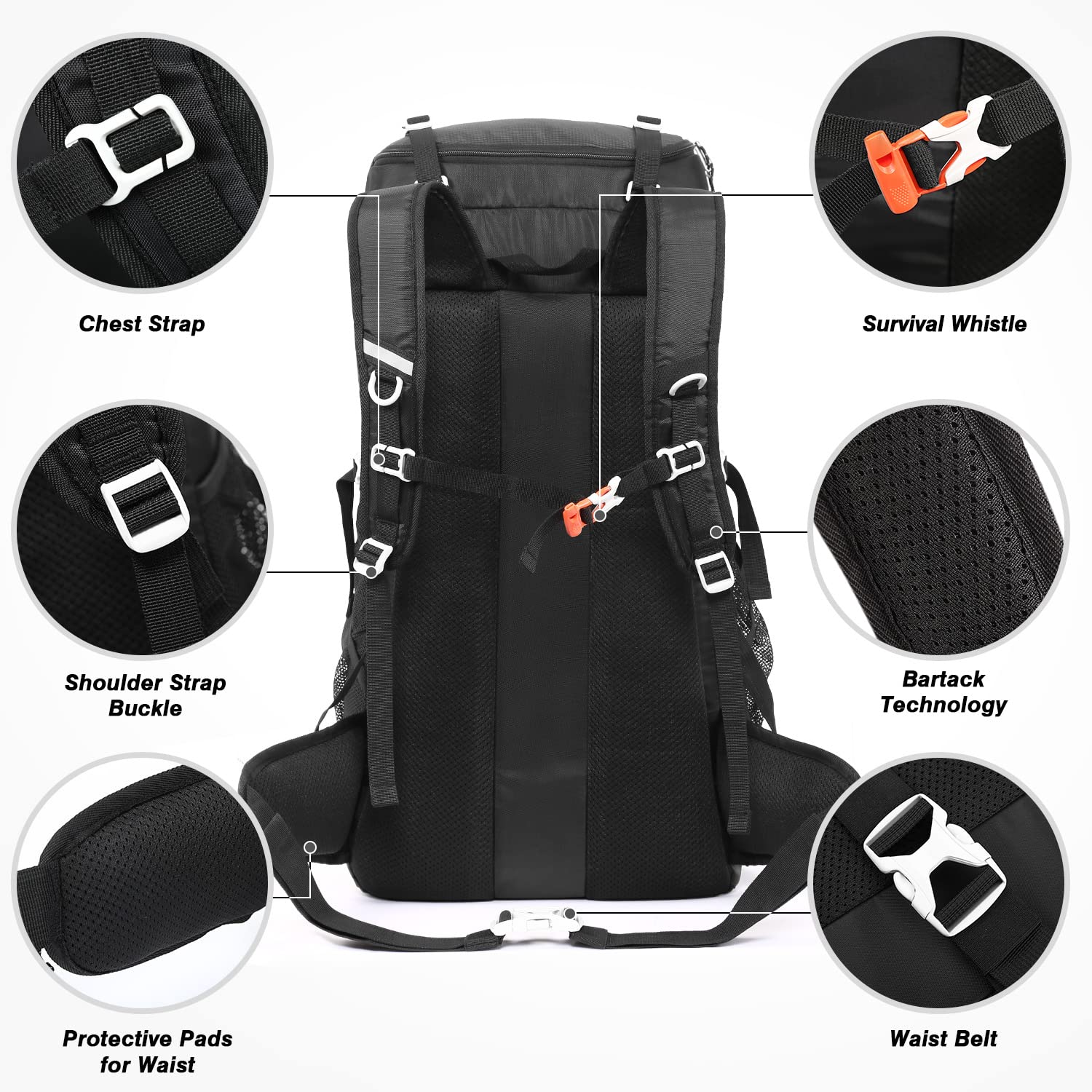 HOMIEE 50L Hiking Backpack Travel Backpack Waterproof Daypack Outdoor Camping Climbing Backpack with Rain Cover