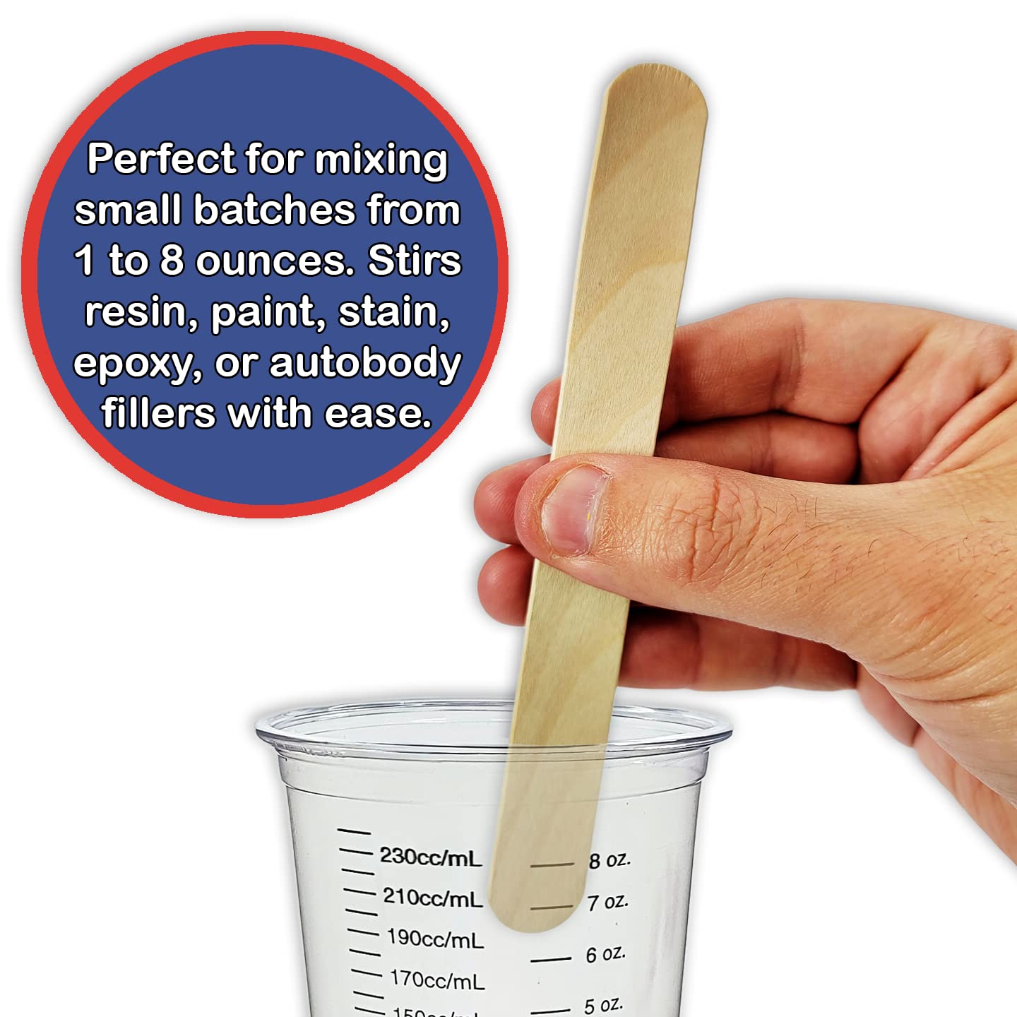 20 8oz Disposable Graduated Clear Plastic Cups for Mixing Paint, Stain, Epoxy, Resin