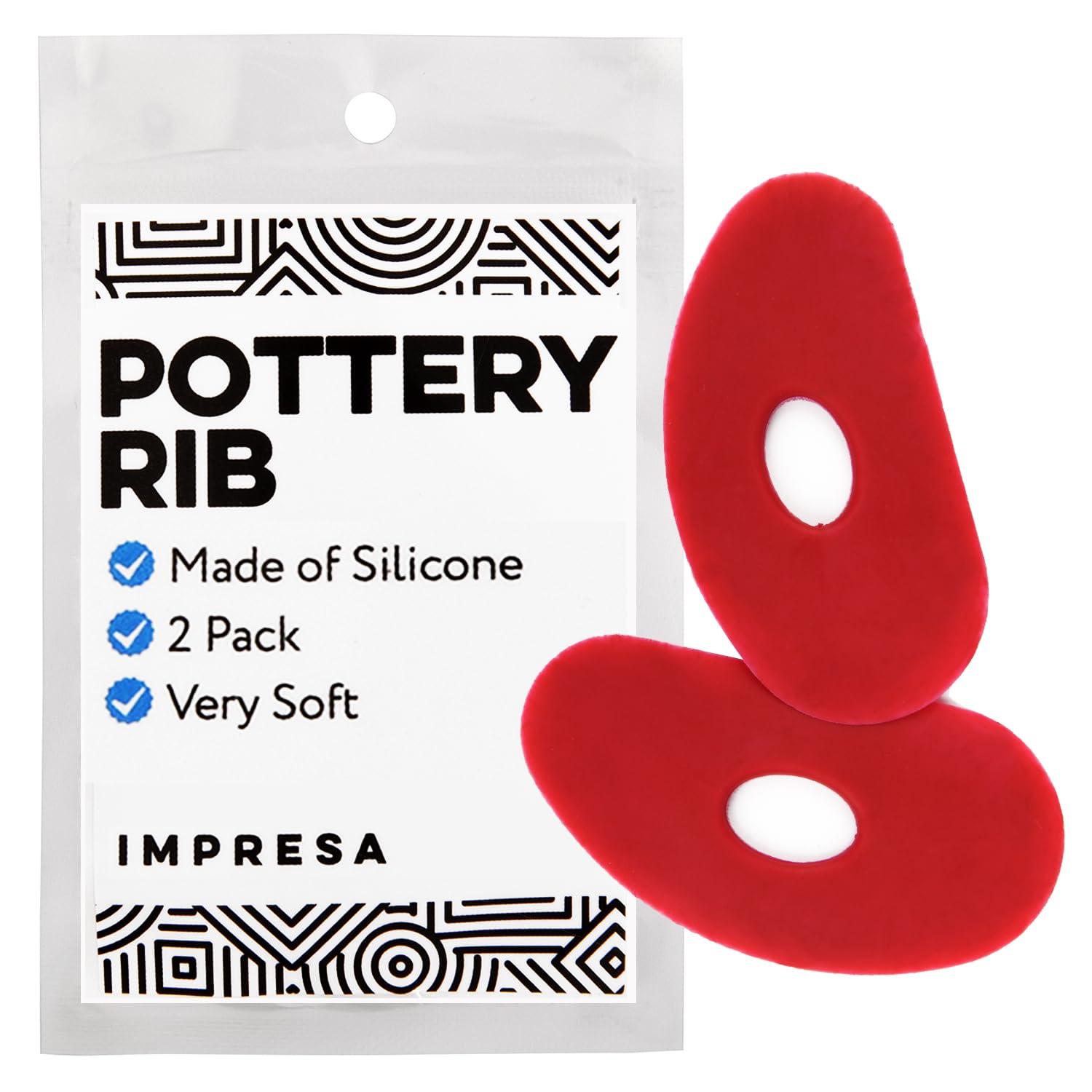 Soft Rib for Pottery & Pottery Clay Pack of 2, Very Soft Pottery Tools, Red Shaping Tool for Pottery, Smooths & Shapes While Removing Finger Marks, Ceramic Clay Tools for Sculpting
