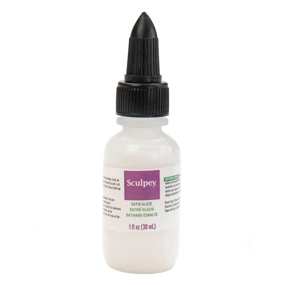 Sculpey® Satin Glaze, Non Toxic, 1 fl oz. bottle with precise flow twist cap. Will add a satin finish to your baked polymer oven-bake clay creations!