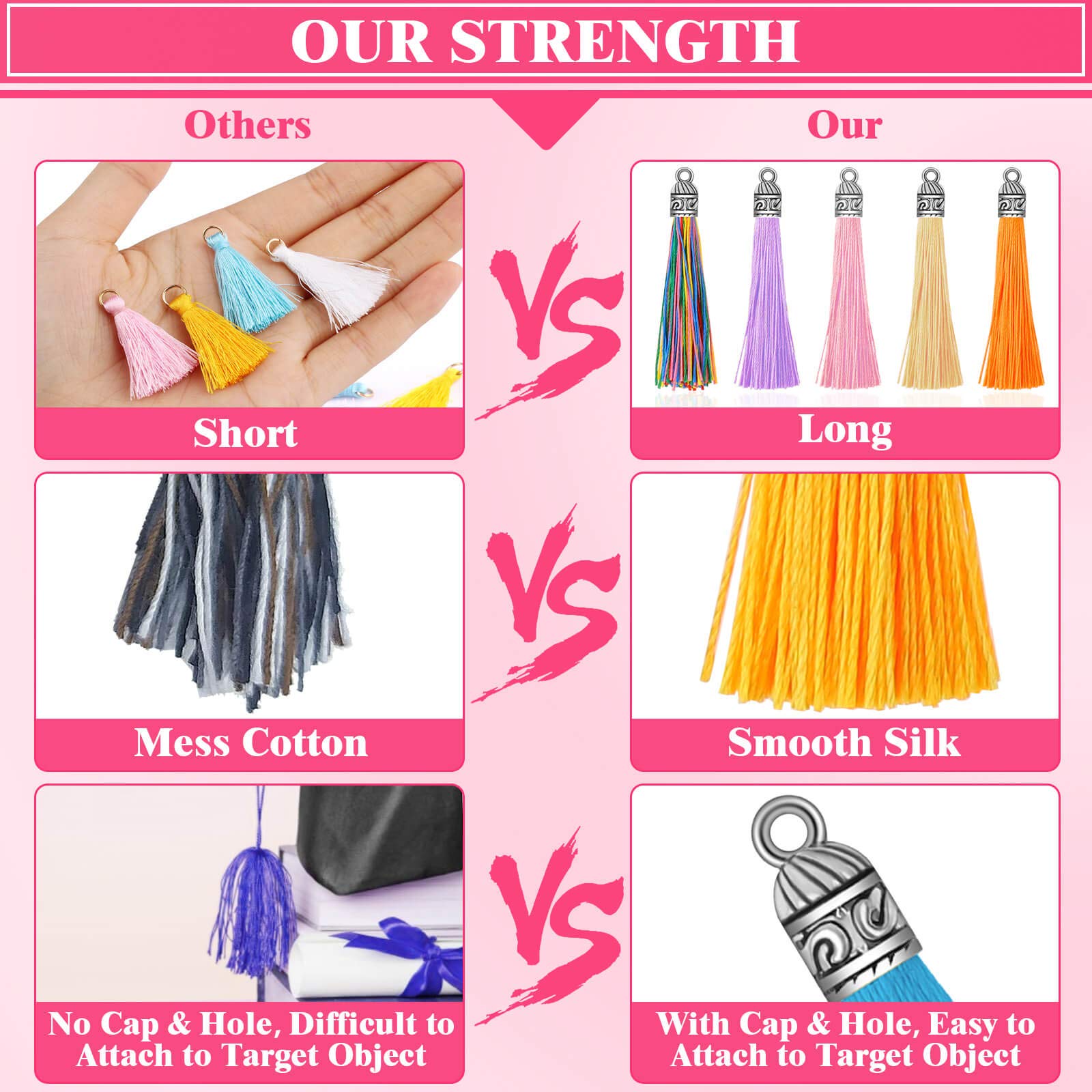 Tassels for Jewelry Making, Caffox 120PCS Keychain Tassel Charms Bulk, Silky Handmade Tassels for Earrings Bracelets Necklaces and DIY Craft