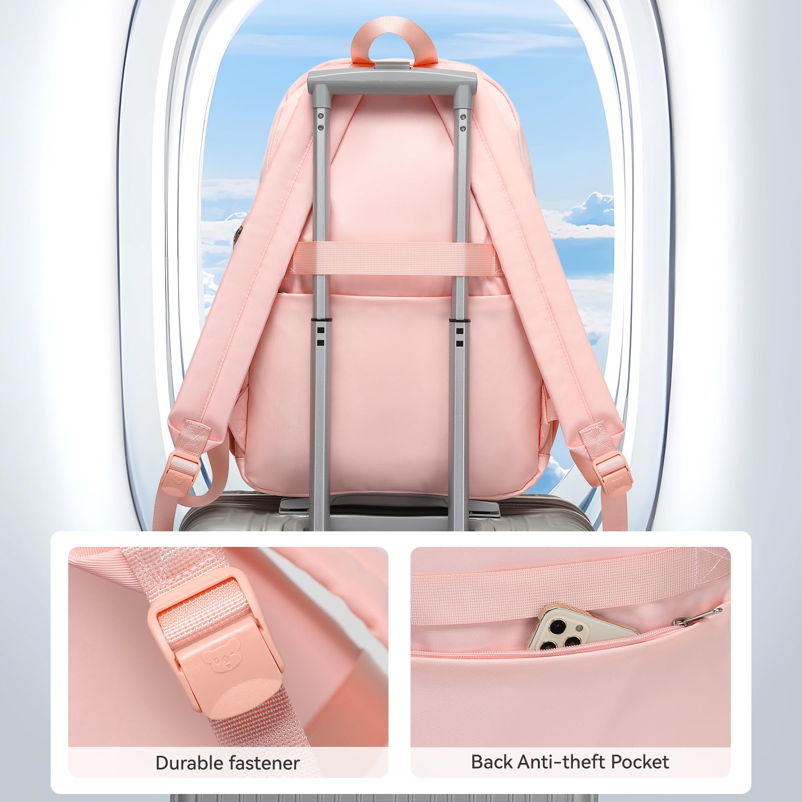 Reqinqin Kids Backpack for Girls Waterproof Large Space School Backpack Suitable for Age Over 5 years old Ultralight Pink Travel Toddler Backpack(Pink)