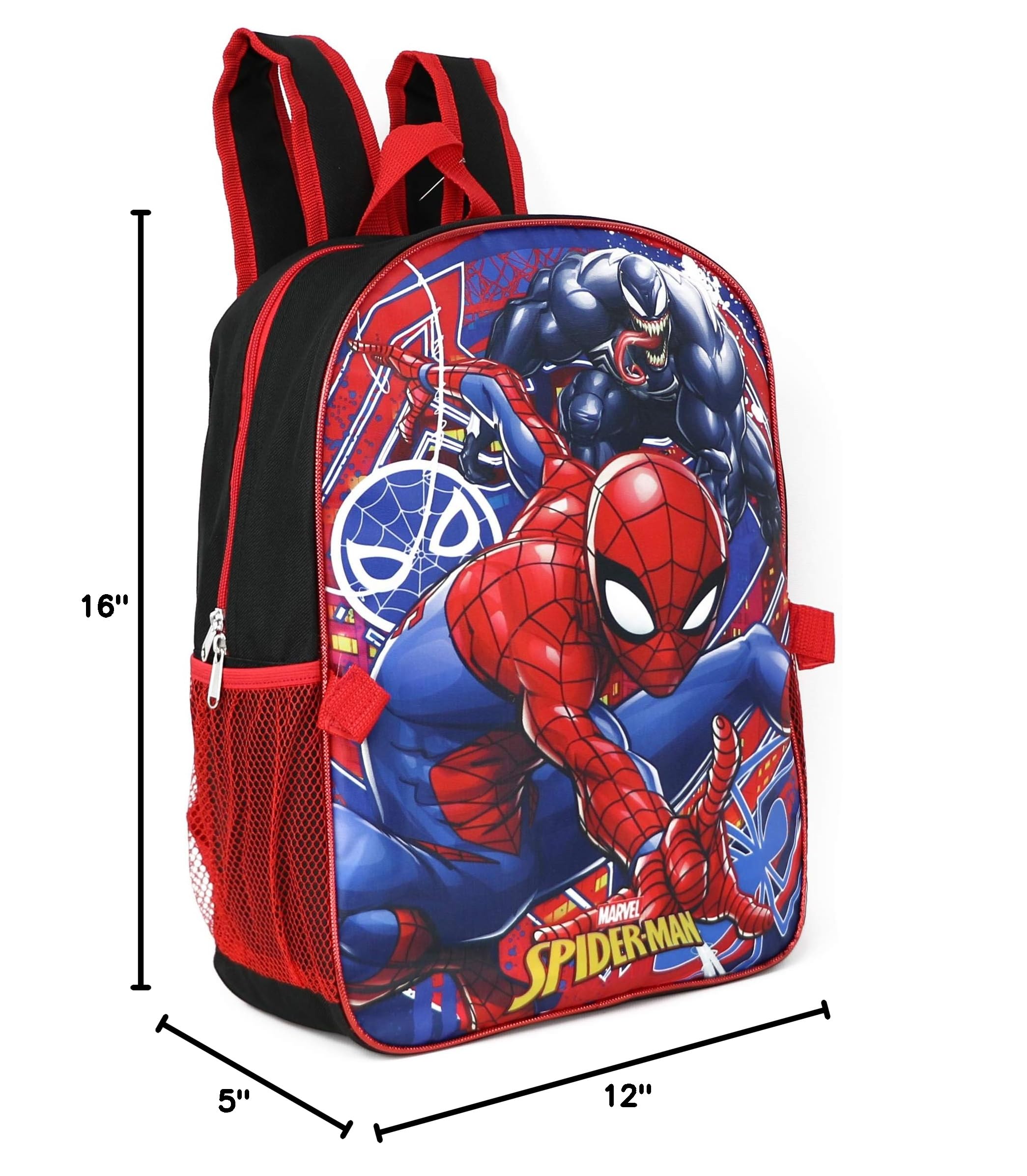 Ruz Spiderman Boys 16 Inch Backpack (Red-Blue)