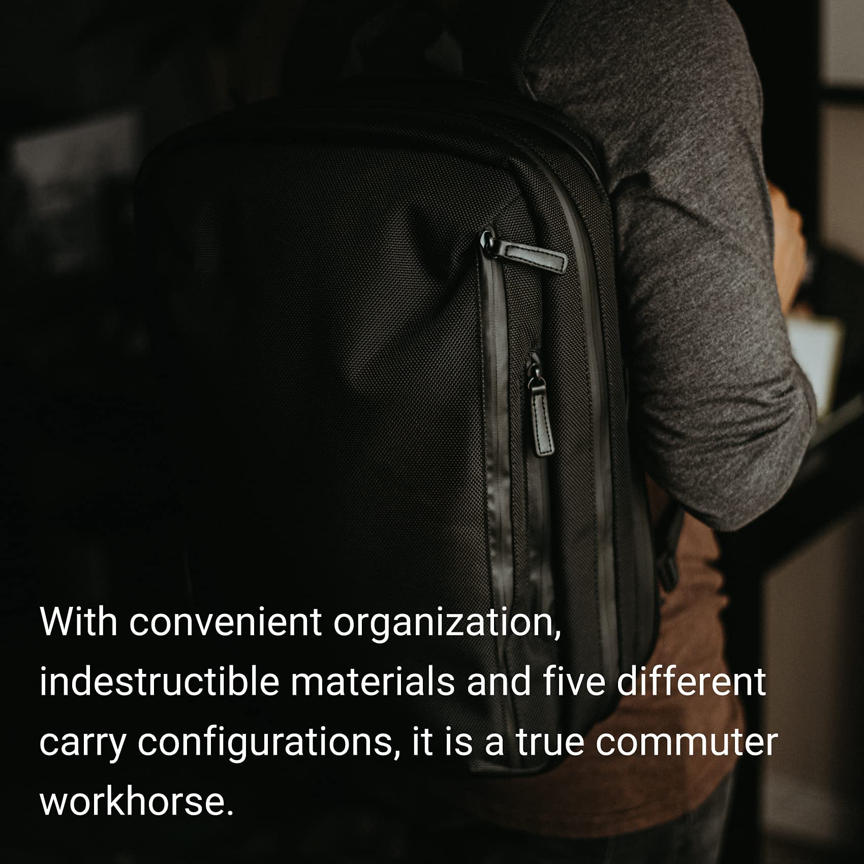 Everyman Hideout 5-Way Commuter Men’s Laptop Bag, Backpack & Tote for Business, Travel, Work, Indestructible & Waterproof - Black