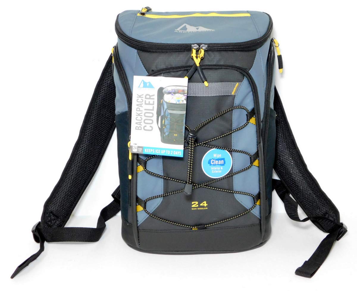 Arctic Zone Backpack Cooler 24 Can + Ice Holder, Black/Blue