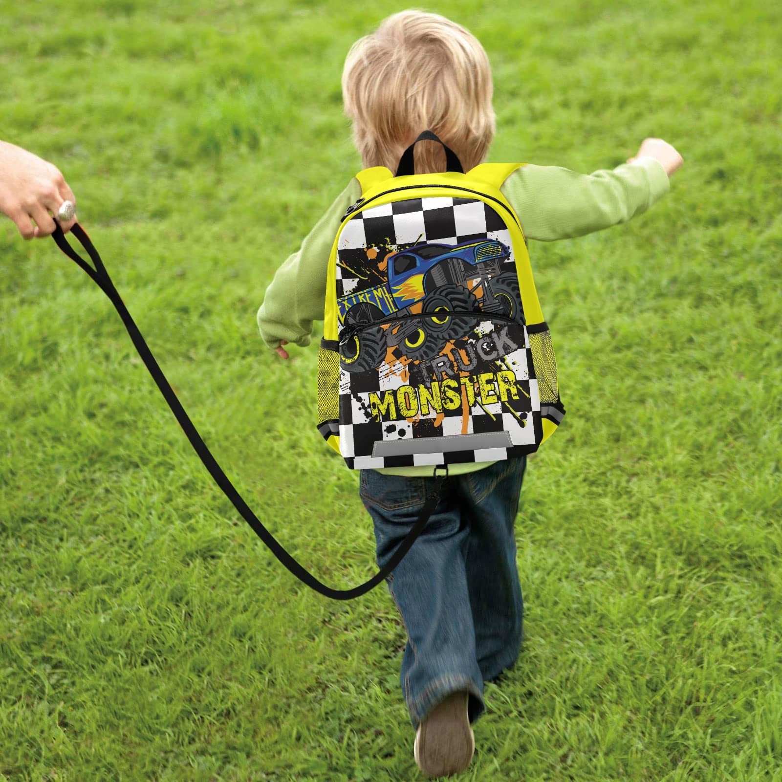 Kids Backpack,Monster Truck Lightweight Preschool Backpack for Toddlers Boys Girls with Chest clip One Size
