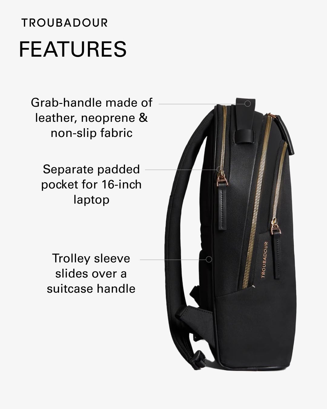 Troubadour Momentum Backpack - Multipurpose Luxury Backpack - Made from Lightweight, Waterproof, Vegan Materials - Spacious Organization - Perfect for Travel, Business, School, the Gym, or On-The-Go
