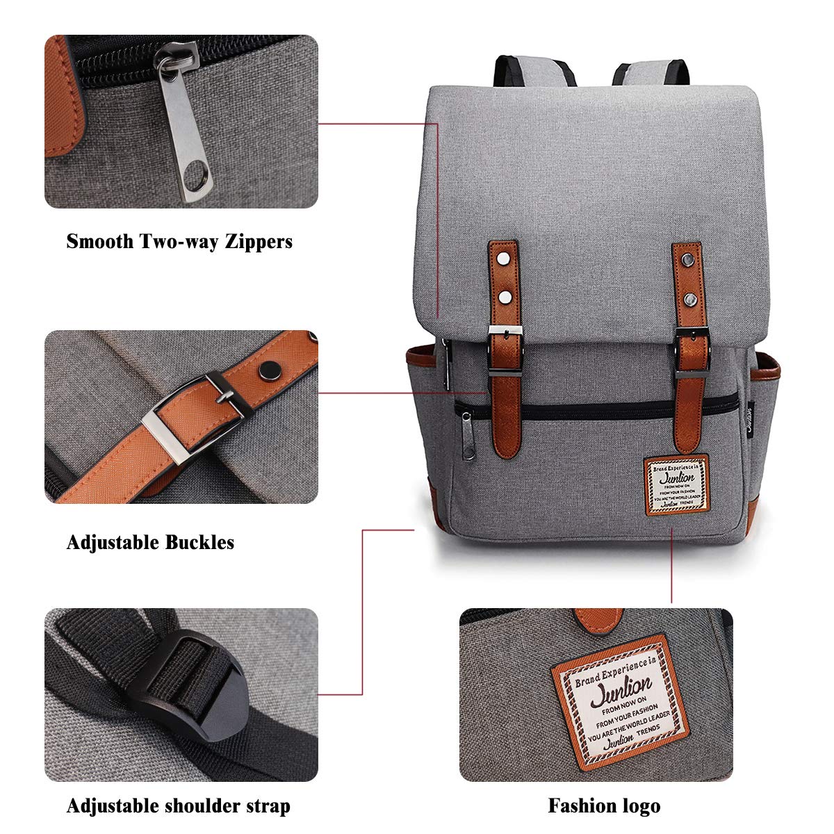 Junlion Vintage Laptop Backpack Gift for Women Men, School College Slim Backpack Fits 15.6 inch Macbook Black