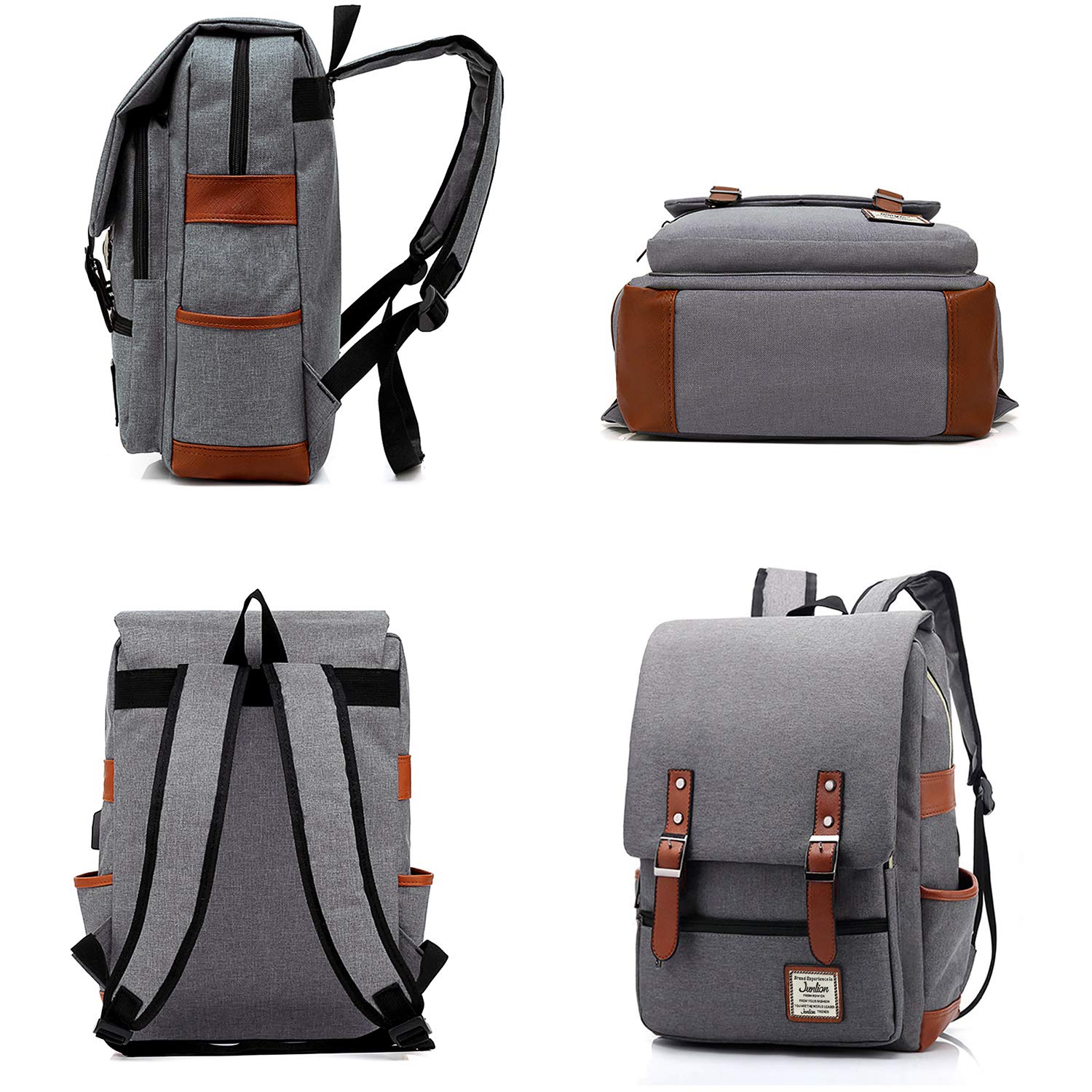 Junlion Vintage Laptop Backpack Gift for Women Men, School College Slim Backpack Fits 15.6 inch Macbook Black