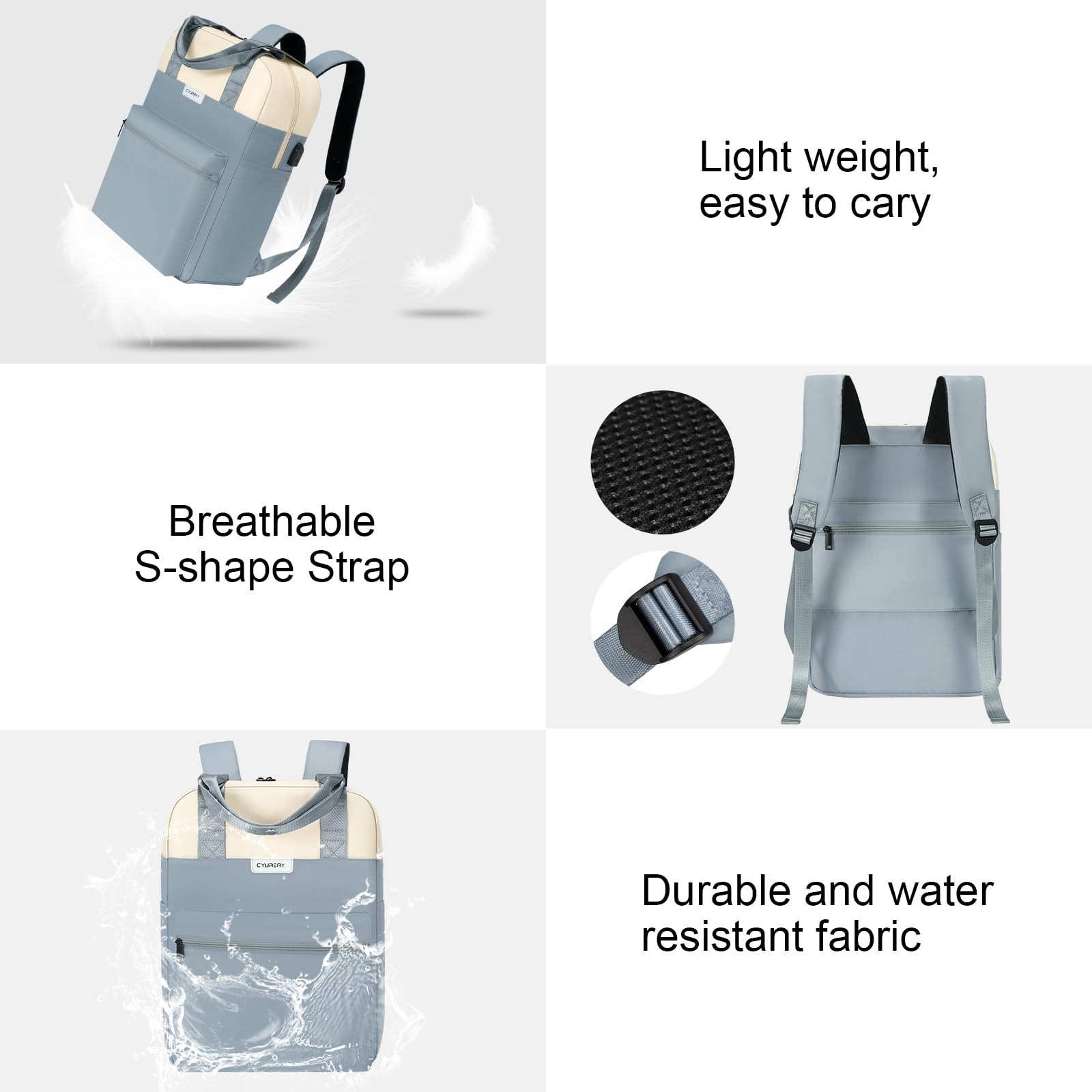 CYUREAY Laptop Fashion Backpack Nurse Spacious Book Bag For College Students Travel Backpack With USB Charger Port Doctor Work Fit Gift For Men&Women