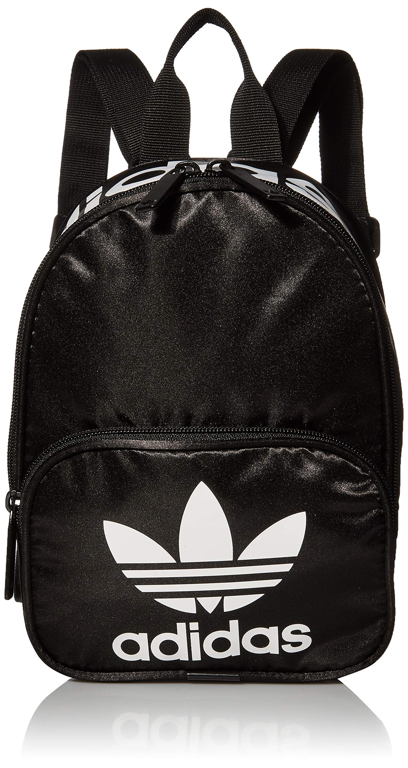 adidas Originals Women's Santiago 2 Mini Backpack, Black Satin/White, One Size