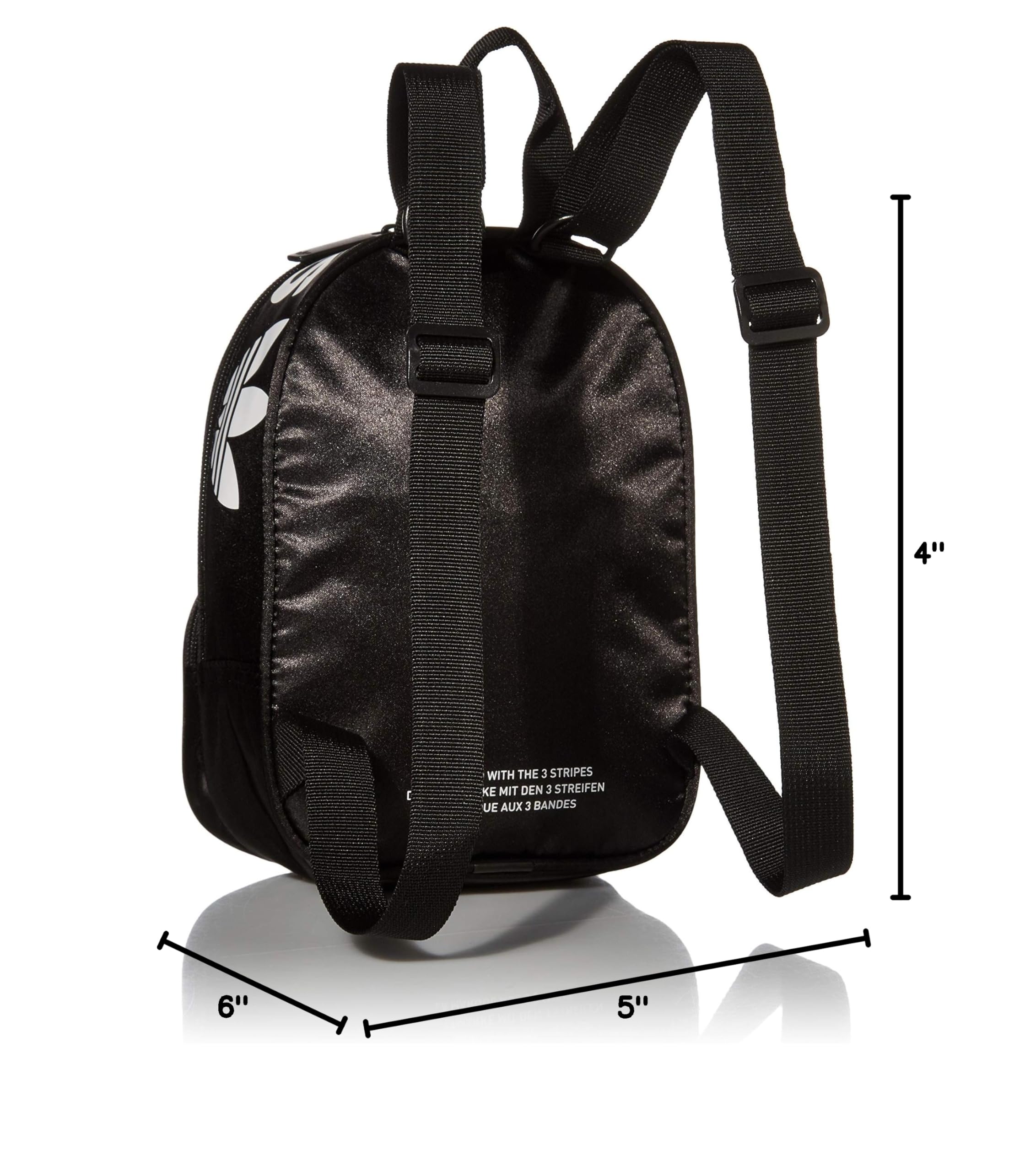 adidas Originals Women's Santiago 2 Mini Backpack, Black Satin/White, One Size