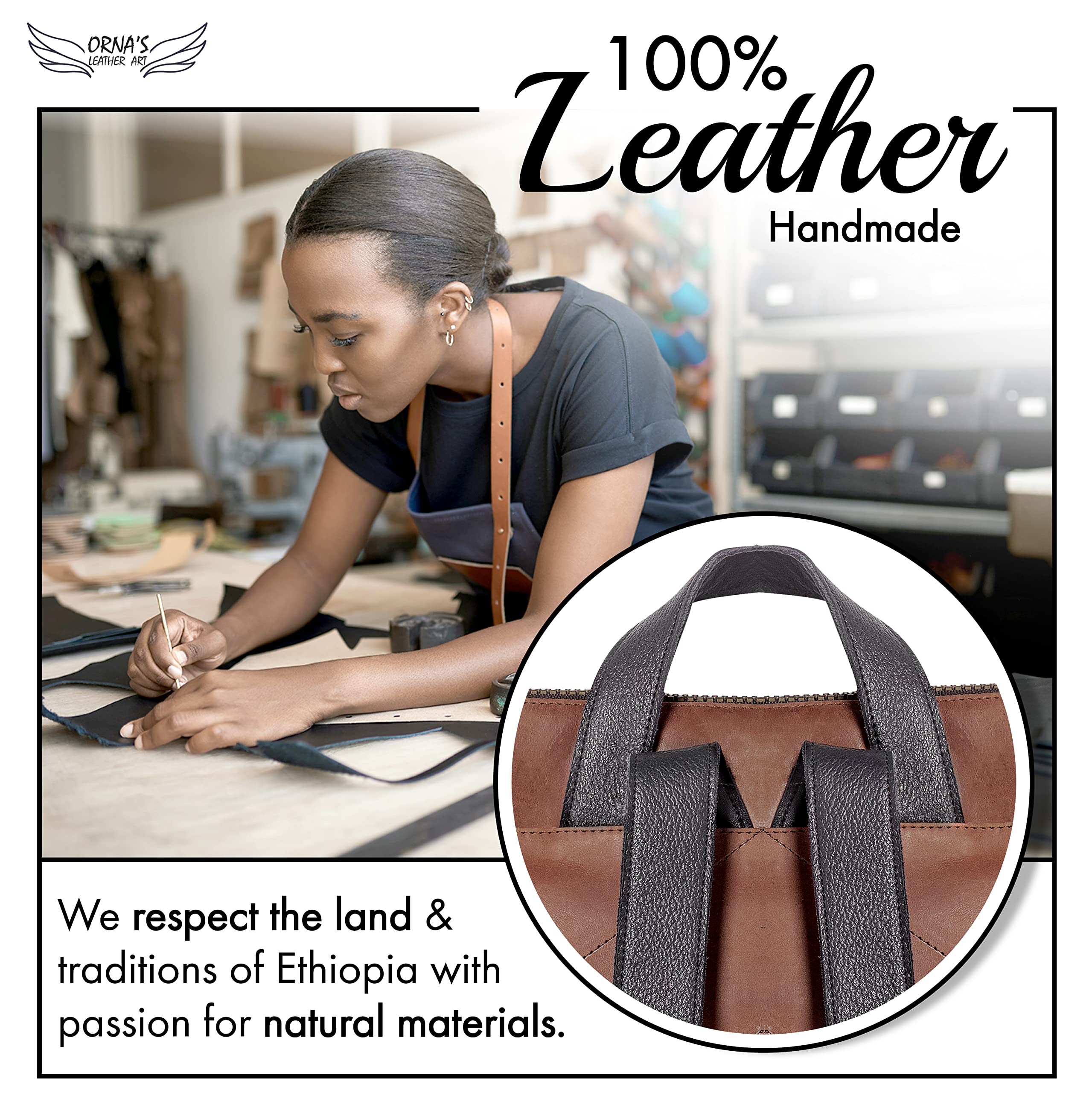 ORNA'S LEATHER ART | Medium Sized and Mini SWAN Everyday Leather Backpack Set. Real Leather in a Stylish Chic Backpack with Practical Contemporary Design