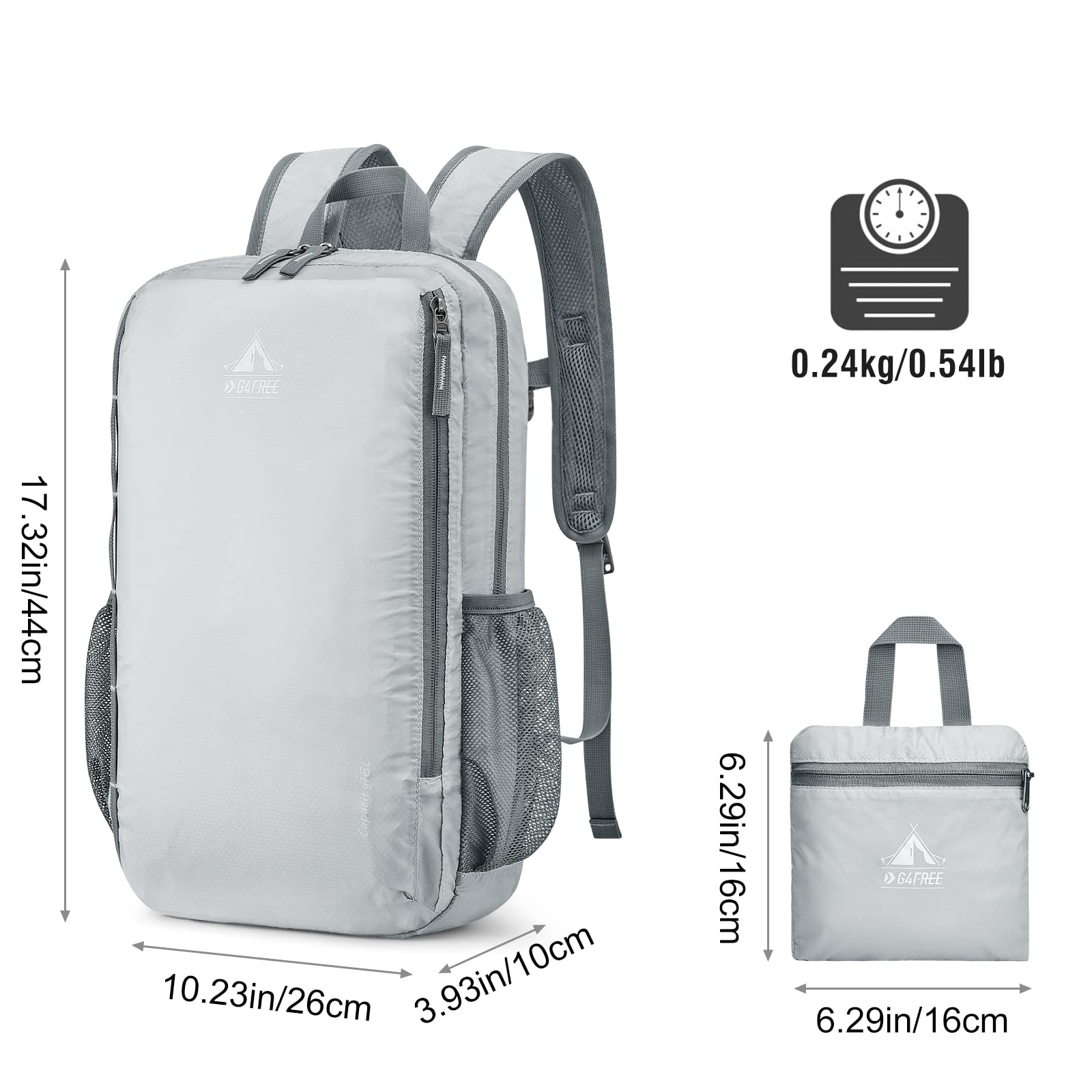 G4Free 16L Lightweight Hiking Daypack Packable Small Backpack Water Resistant Shoulder Bag for Travel Outdoor Men Women