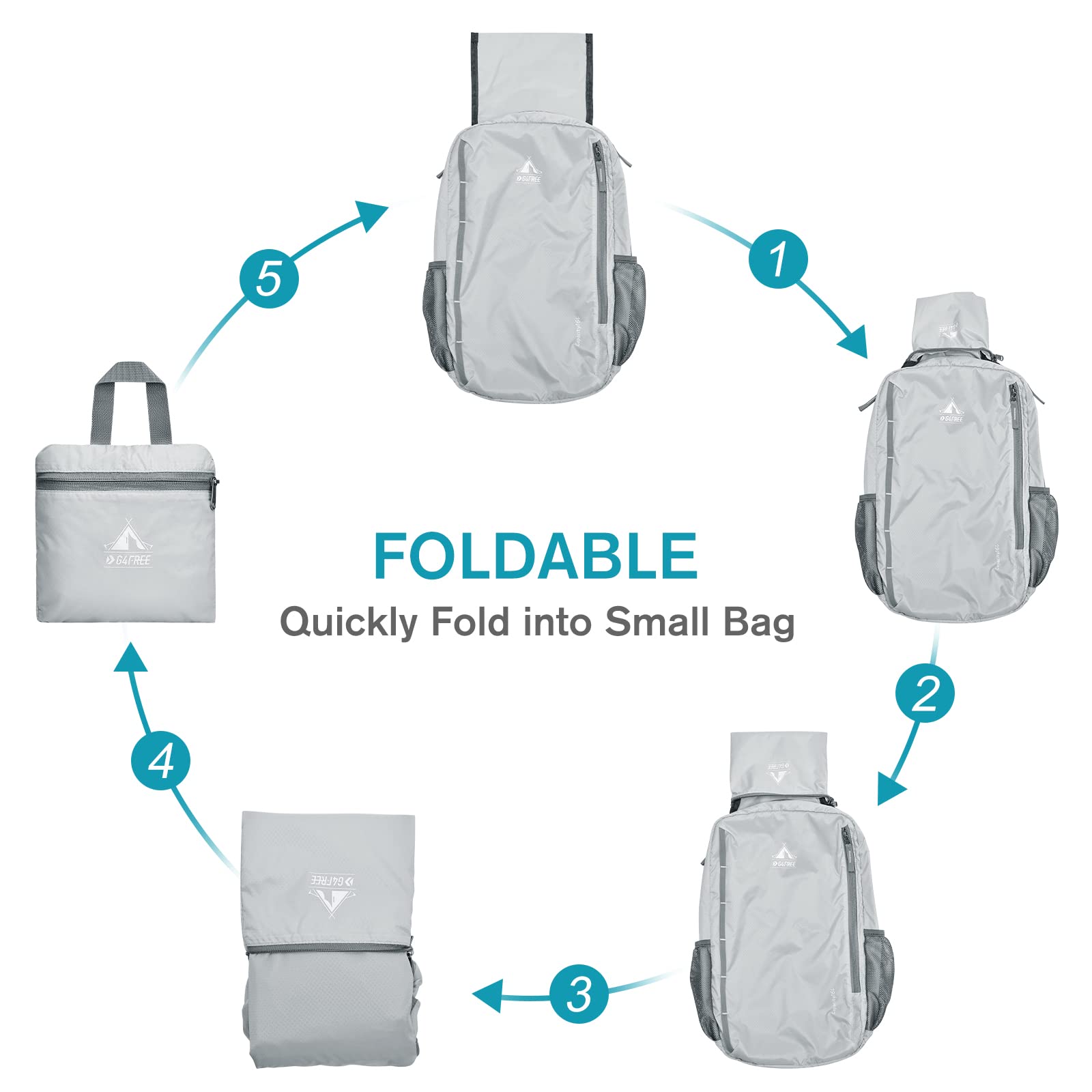 G4Free 16L Lightweight Hiking Daypack Packable Small Backpack Water Resistant Shoulder Bag for Travel Outdoor Men Women