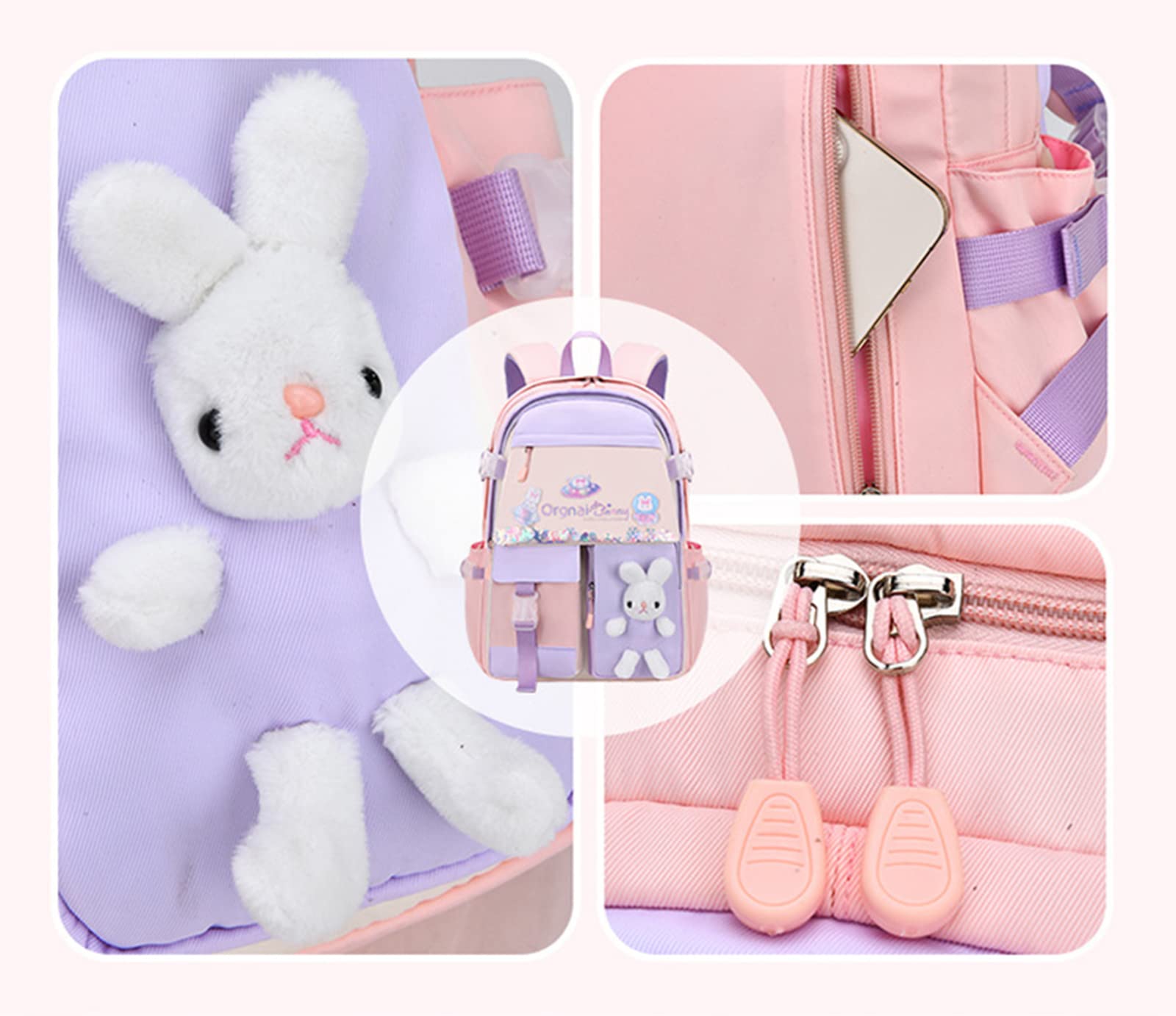 Cute Backpack Kawaii Waterproof Laptop Backpack Purple Medium