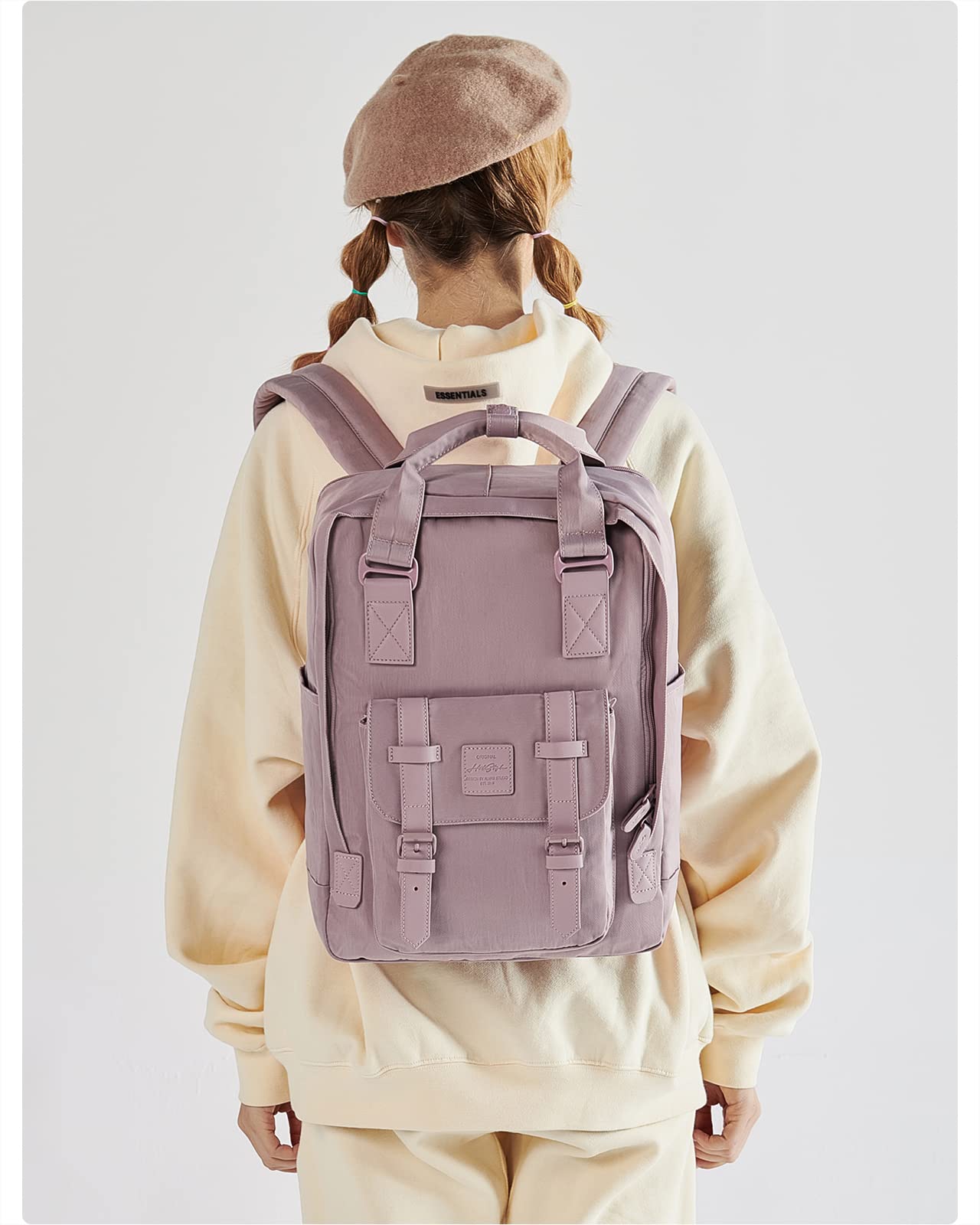 HotStyle VIAZ Vintage Backpack for Work, Travel, College, with Separate 15.6" Laptop Compartment & Trolley Sleeve, Ashrose