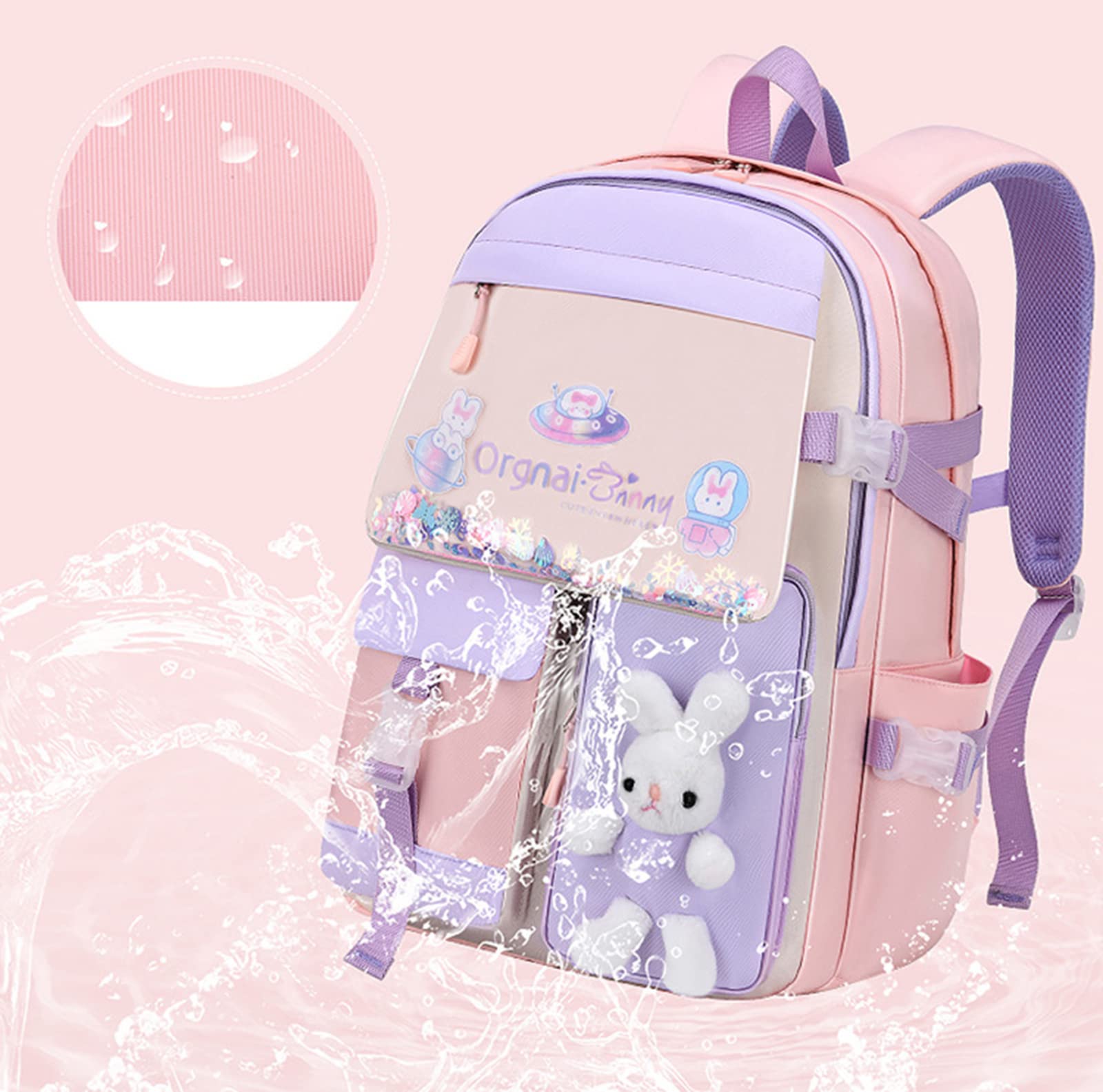 Cute Backpack Kawaii Waterproof Laptop Backpack Purple Medium