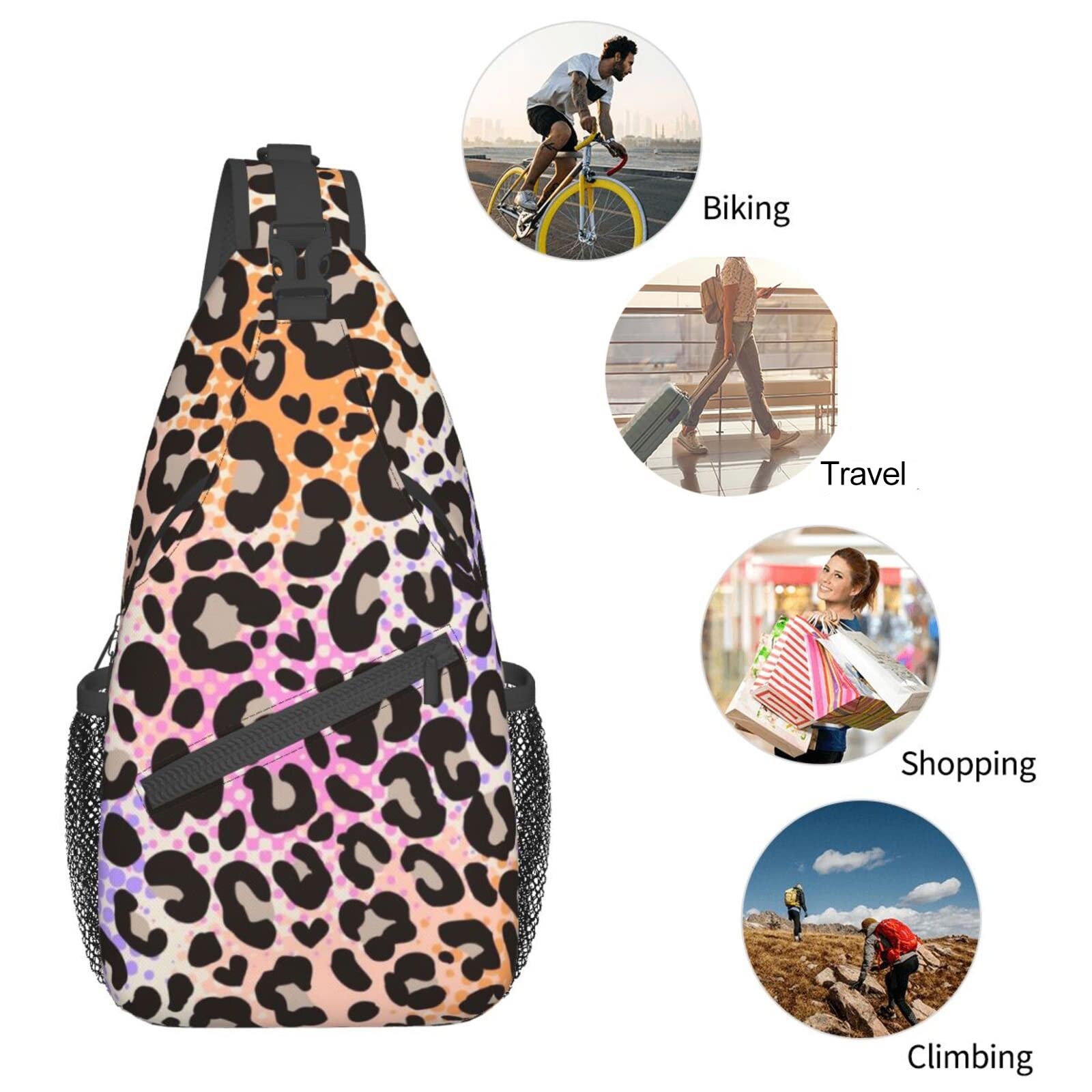 Leopard Print Sling Bag Crossbody Shoulder Chest Bags Print Backpack Travel Daypack