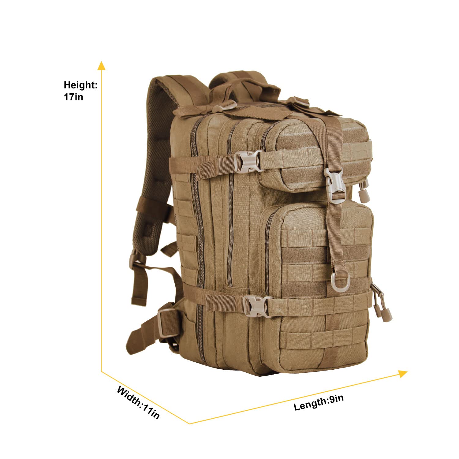 XWLSPORT Small Military Tactical Backpack 30L Assault Backpack Tactical Bag Coyote