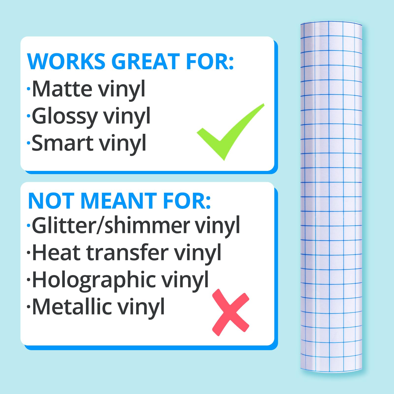 JANDJPACKAGING Transfer Tape for Vinyl - 12β x 50 FT w/Blue Alignment Grid for Adhesive Vinyl - Medium Tack Vinyl Transfer Tape for Silhouette Cameo