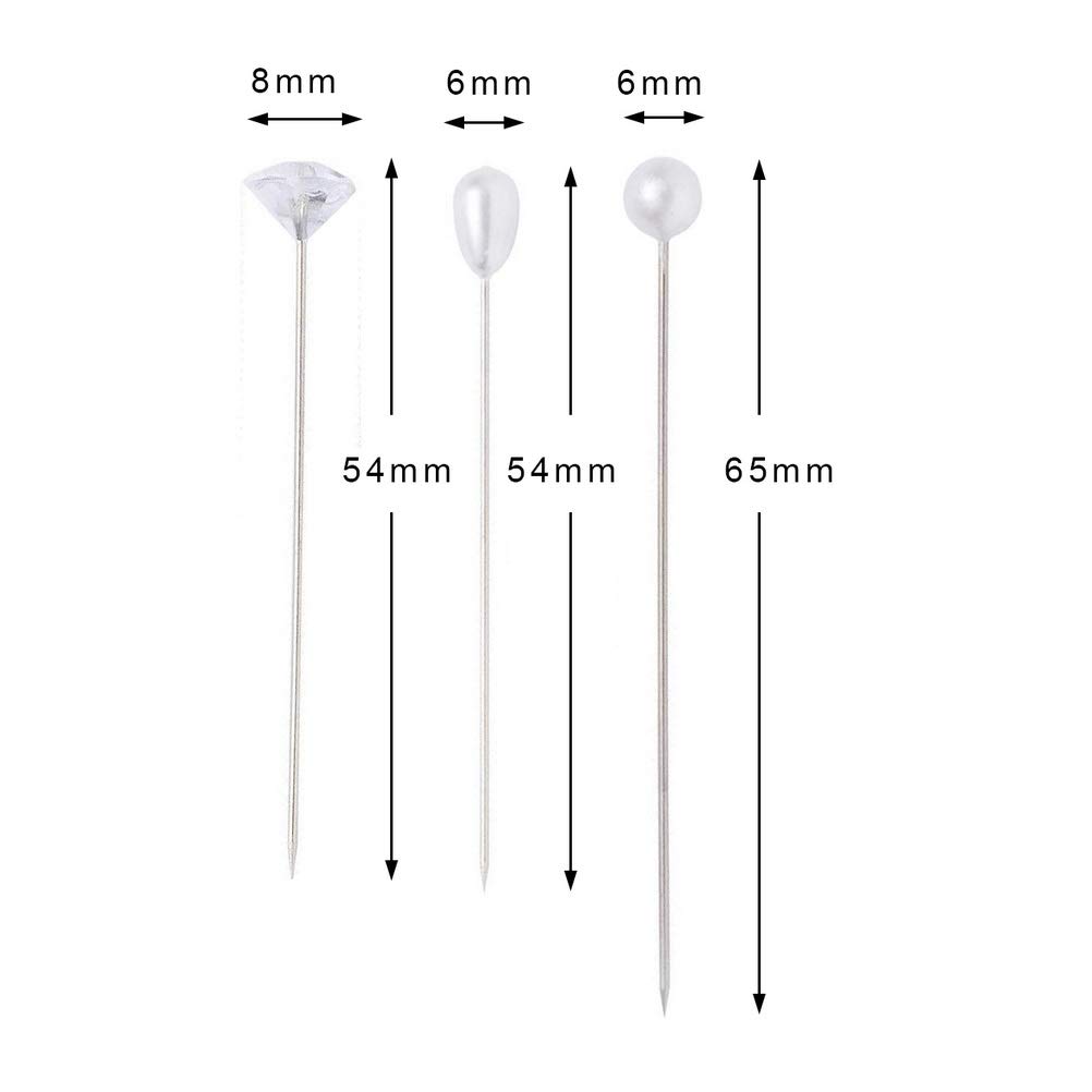 400 Pcs Bouquet Pins Flower Pin, 4 Styles Pearl Head Pins Crystal Head Corsage Pins for Dressmaking Jewelry Flower Decoration (Mixed)