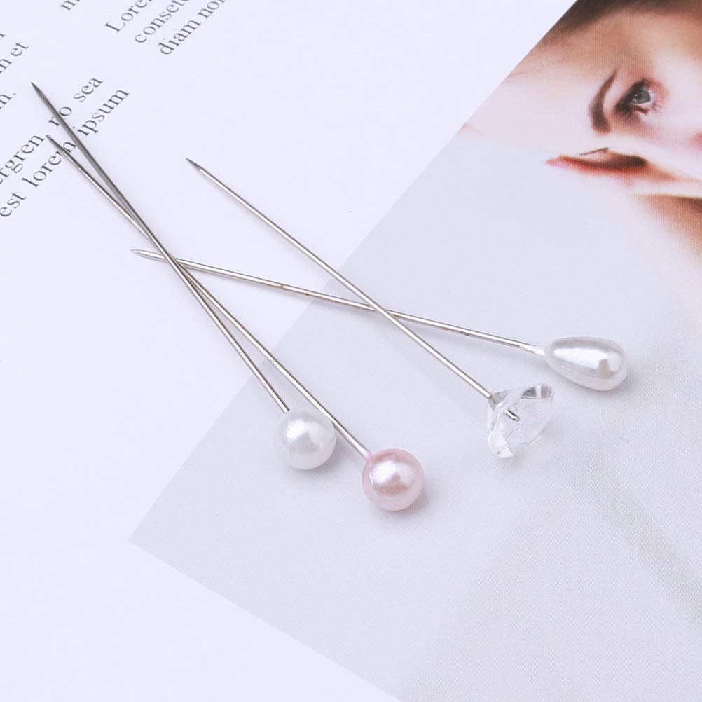 400 Pcs Bouquet Pins Flower Pin, 4 Styles Pearl Head Pins Crystal Head Corsage Pins for Dressmaking Jewelry Flower Decoration (Mixed)