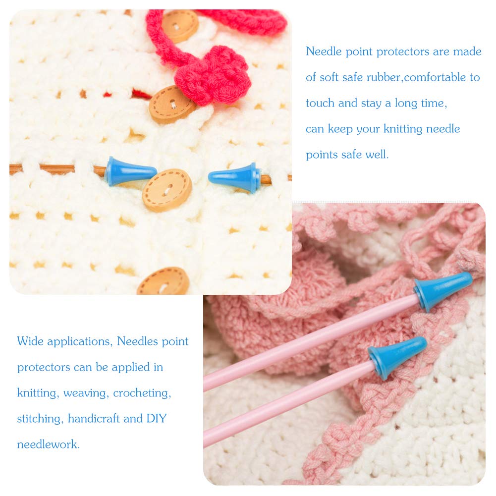 20 PCS Knitting Needles Point Protectors/Stoppers with Plastic Box, Include 10 Small & 10 Large, Knit Needle Tip Covers for Beginners Knitting Craft DIY