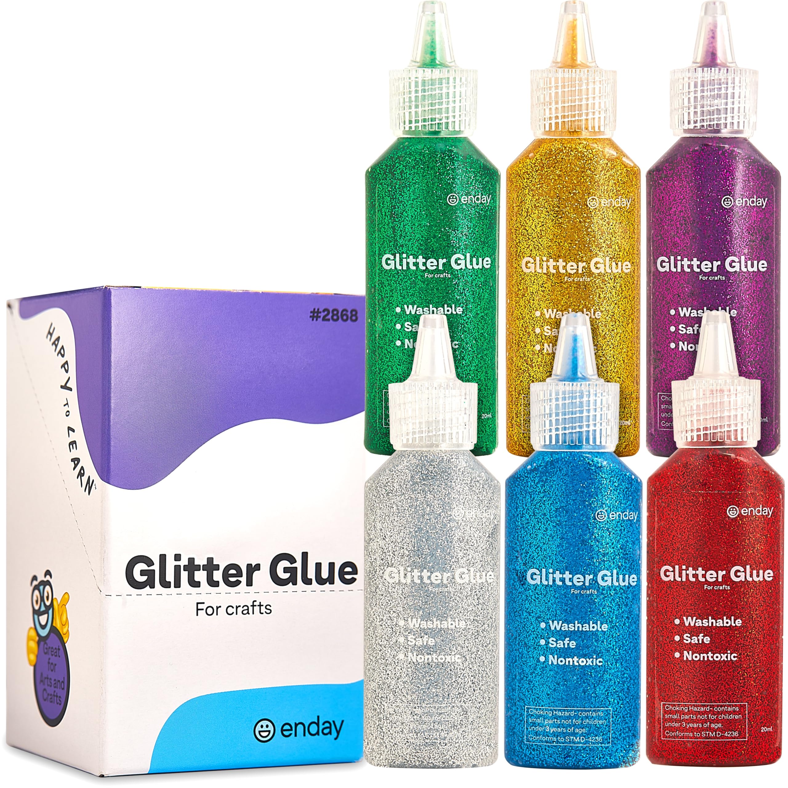 Glitter Glue for Crafts in Bright Classic Colors: Gold, Silver, Red, Green, Blue & Purple Used for Gluing, Drawing, Writing, Outlining (6 Pack)