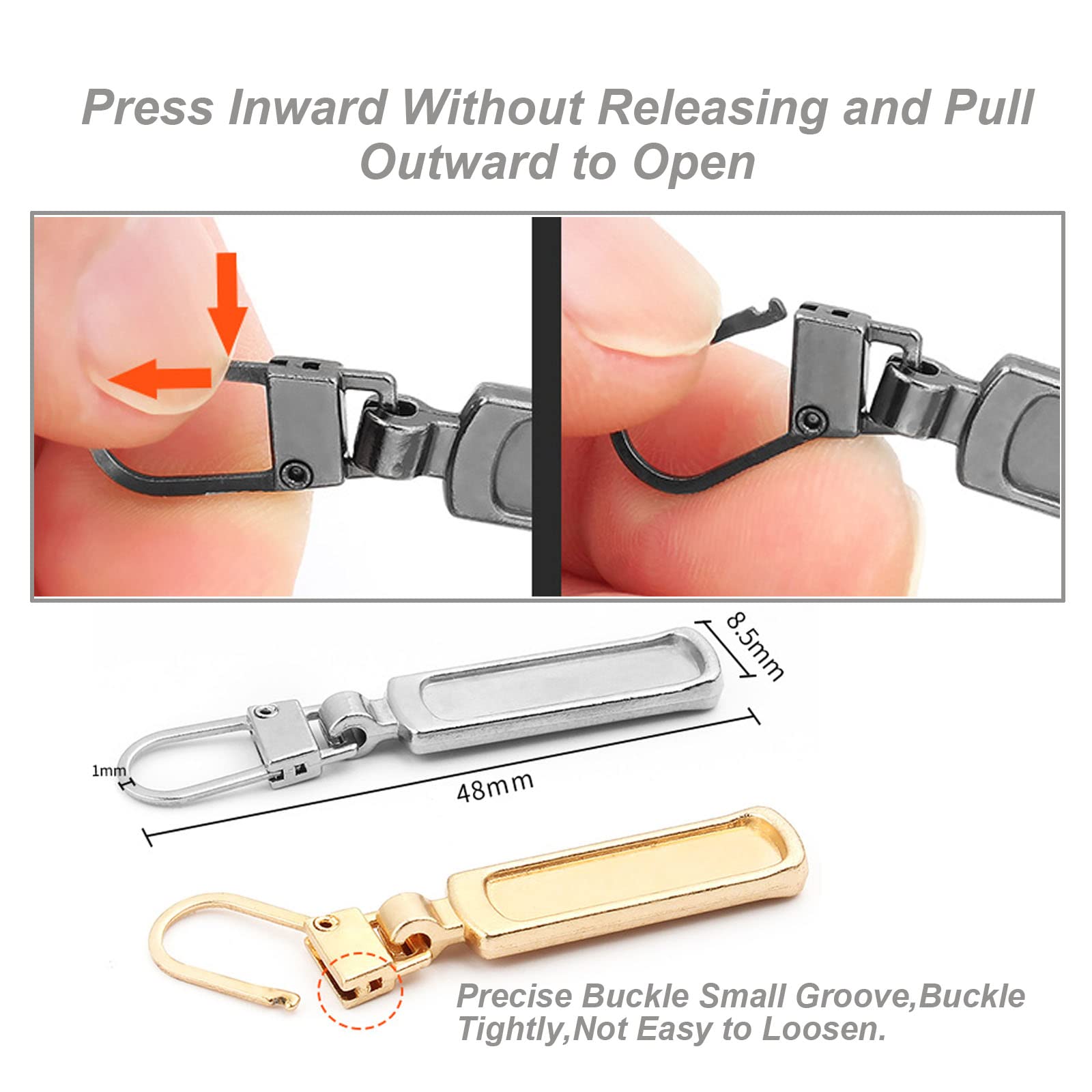 Mizeer Zipper Pull Replacement for Small Holes Zipper, Detachable Zipper Tab Repair for Clothing Jackets Boots