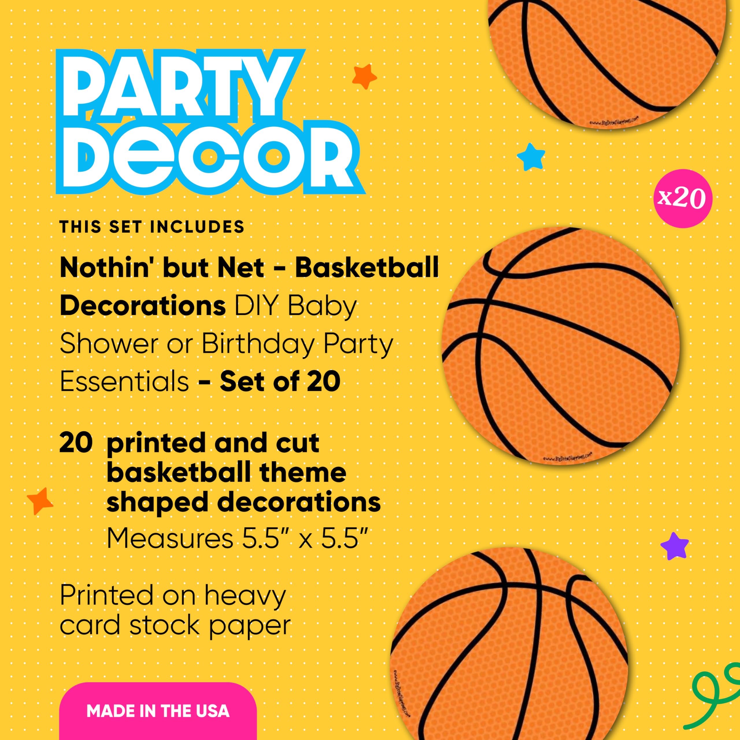 Big Dot of Happiness Nothin' but Net - Basketball - Decorations DIY Baby Shower or Birthday Party Essentials - Set of 20