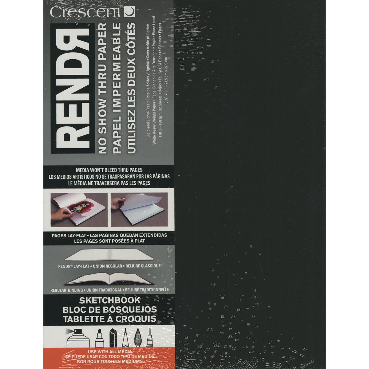 Crescent Creative Products RENDR Lay-Flat Soft Cover Sketchbook, 8.5 11-Inch