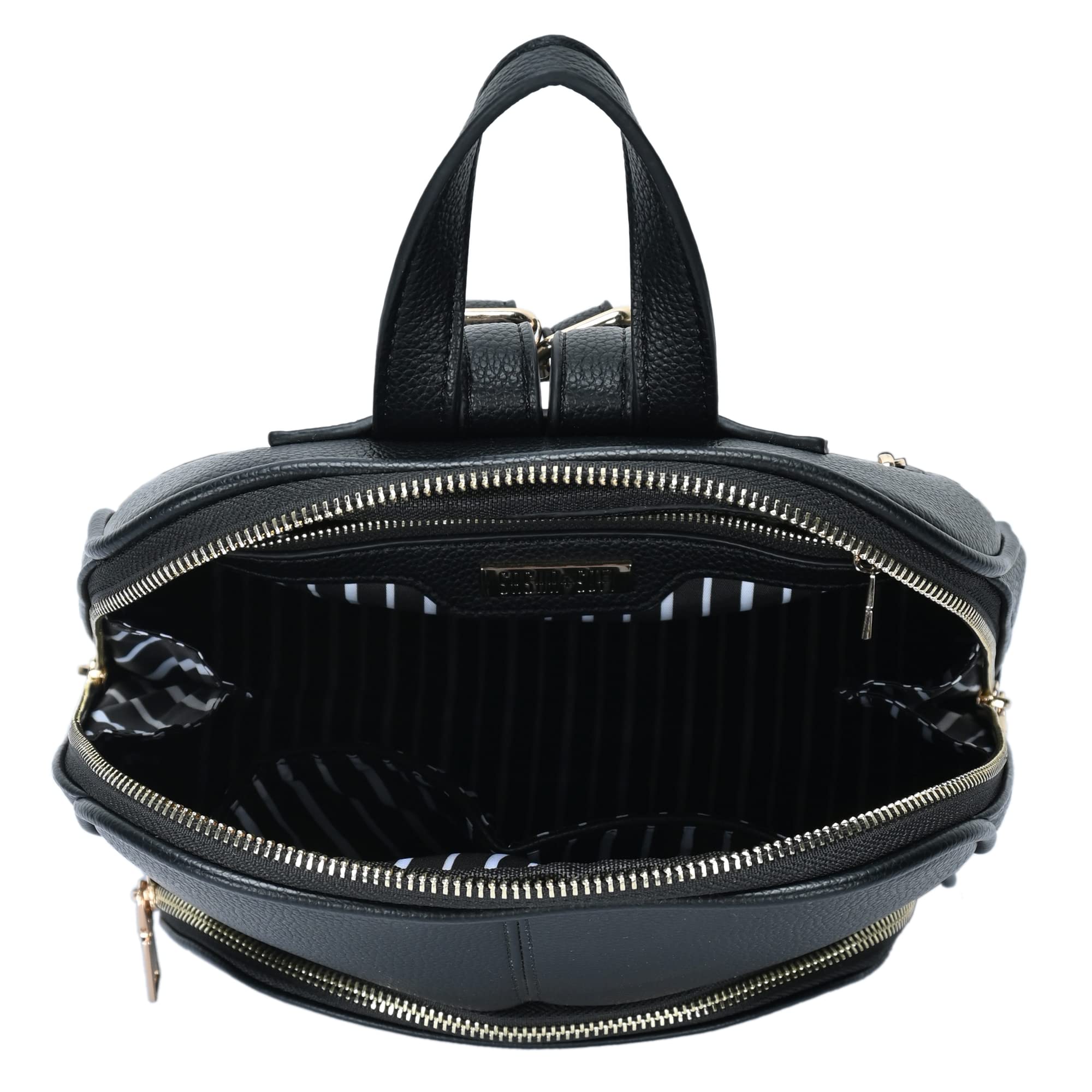 Sasha+Sofi - The Sofia Vegan Leather Multiple Compartment Stylish Backpack for Women - Black