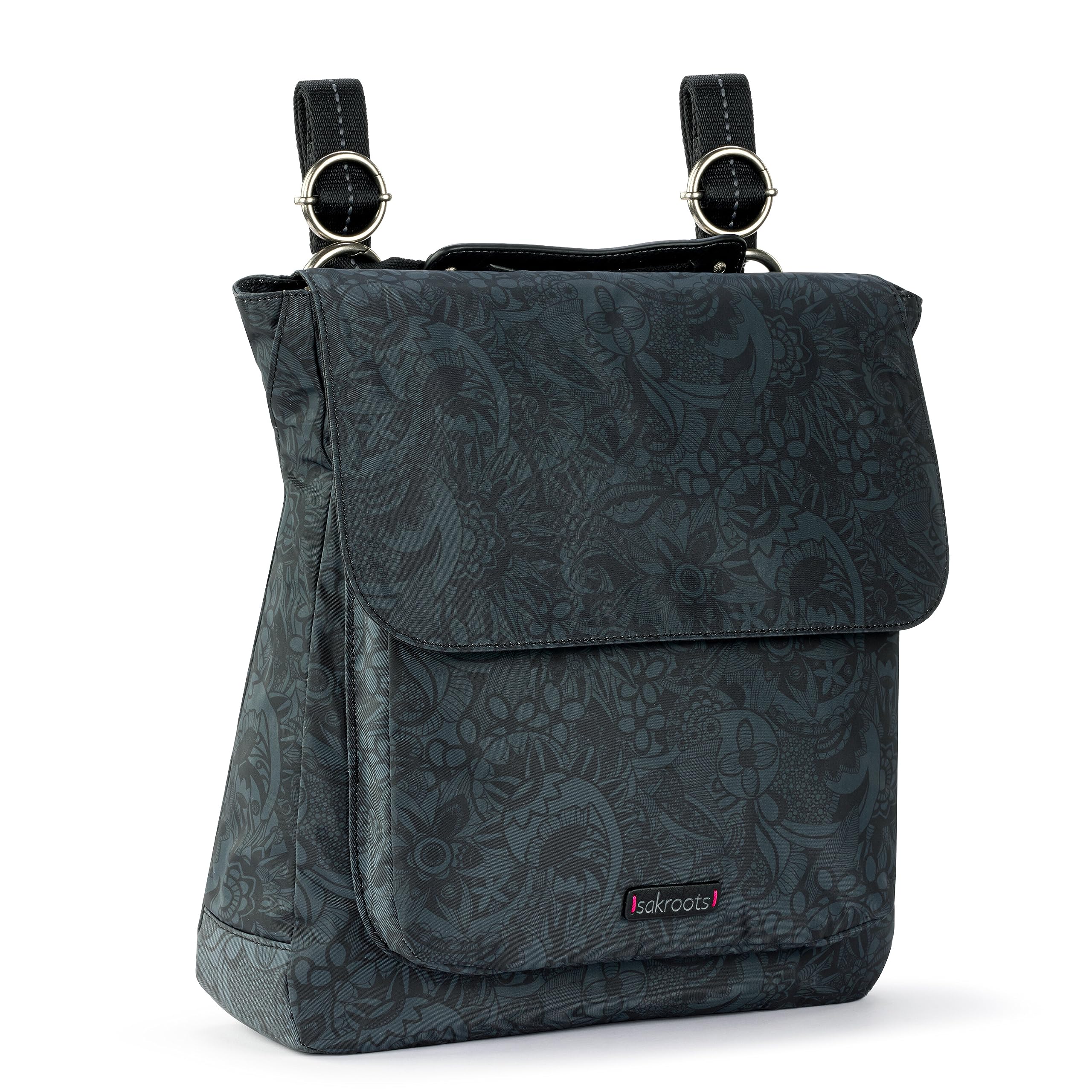 Sakroots Womens Olympic Convertible Backpack, Black & White One World, One Size US