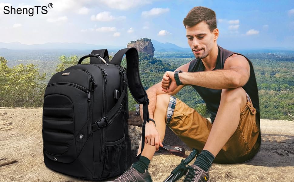55L Travel Backpack with USB Charging Port TSA Friendly for Large Gaming Laptop 19.5 18 18.4 Inches Notebook Computer Bookbag for Men Students