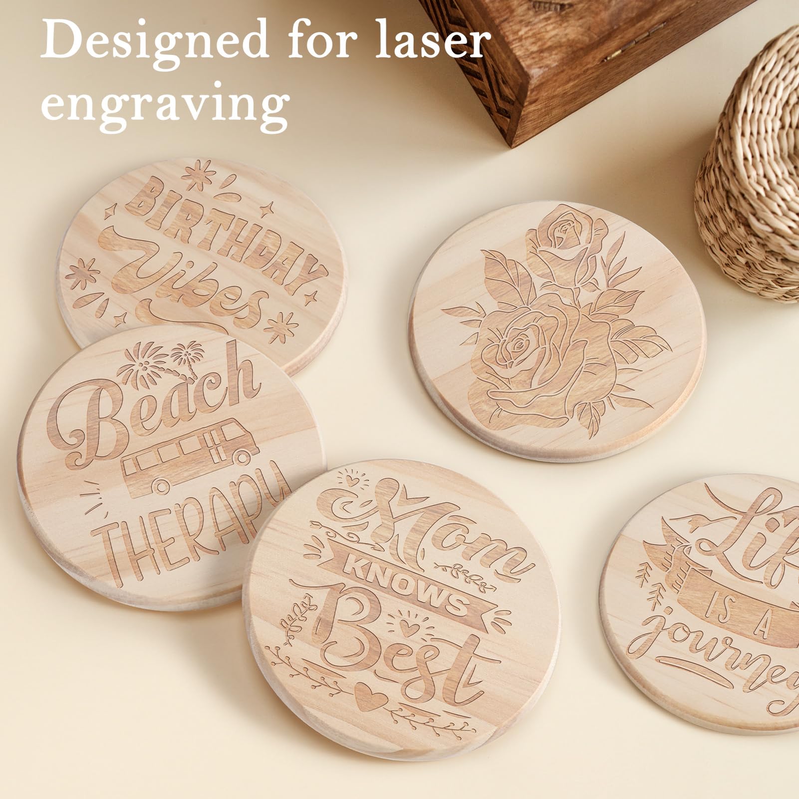24 Pack Unfinished Wood Coasters, GOH DODD 4" Wood Slices for Nature Crafts & Wedding Decoration, Blank Coasters Wood Kit for DIY Architectural Models Drawing Painting Wood Engraving, Round