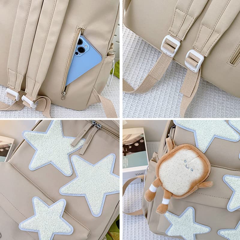 jupkem Jupkem Anime Toilet-bound Hanako-kun Backpack with Animal Doll Pendant Student Bag Laptop Cosplay Boy Girl (White 5)