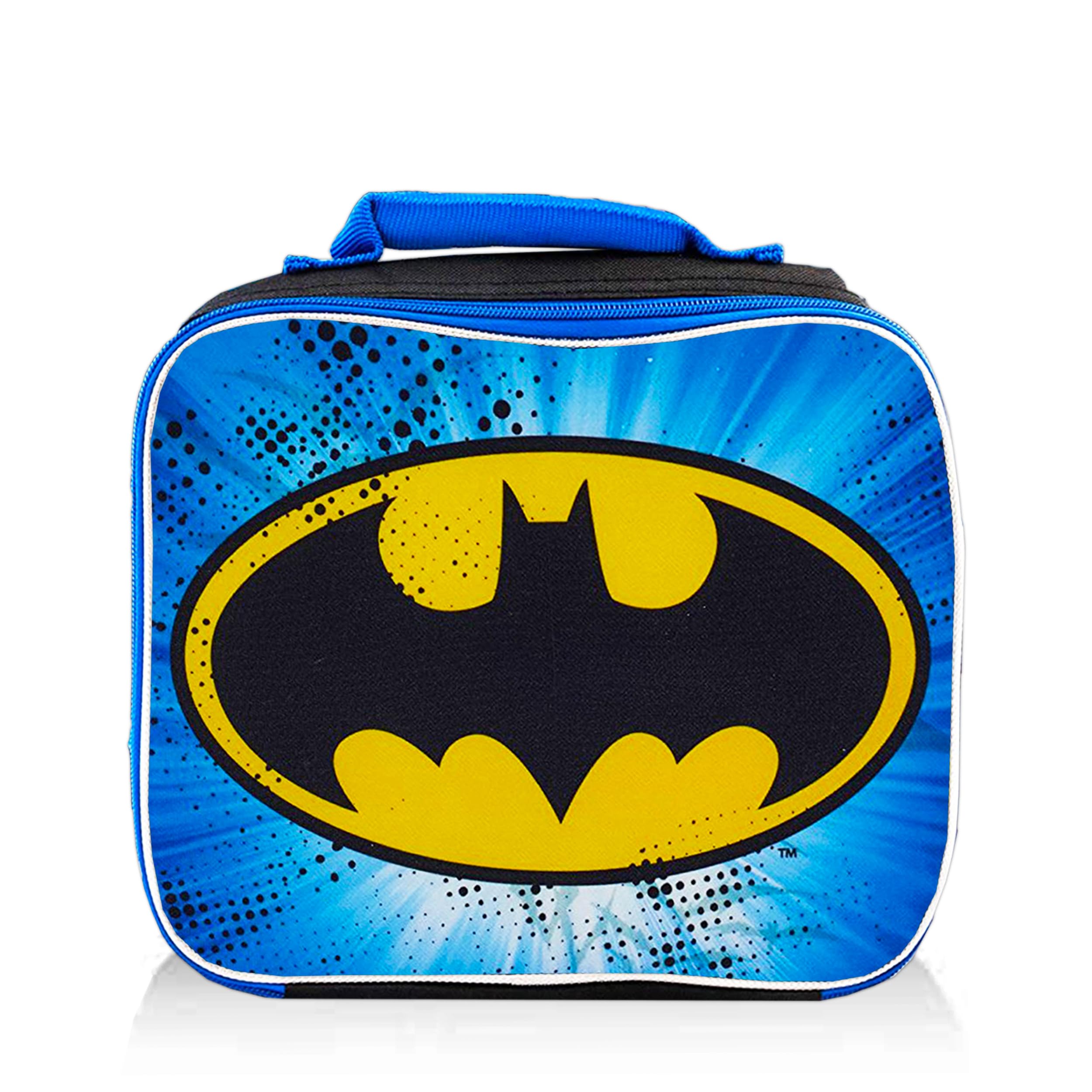 DC Comics Batman Backpack with Lunch Bag Set for Boys Kids ~ Deluxe 16" Batman Backpack with Insulated Lunch Box. Stickers, and More (Batman School Supplies Bundle)