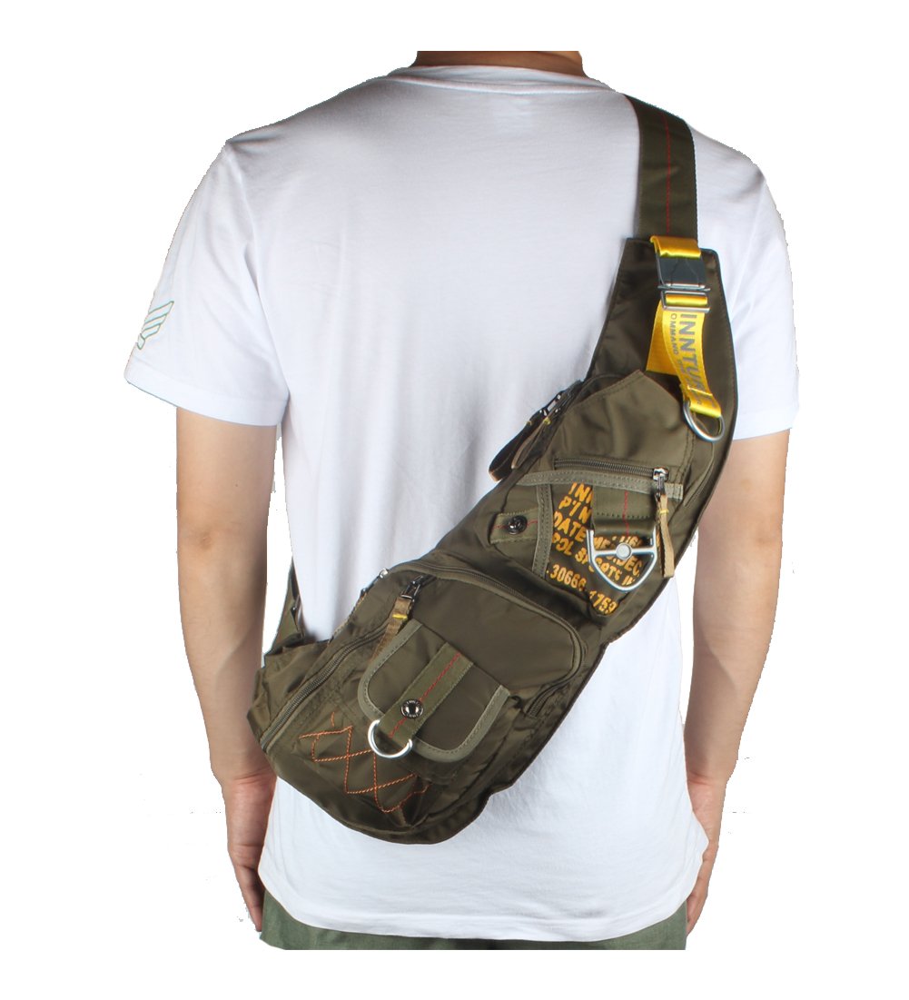 INNTURT Nylon Sling Bag Backpack Shoulder Bag Daypack Large Army Green