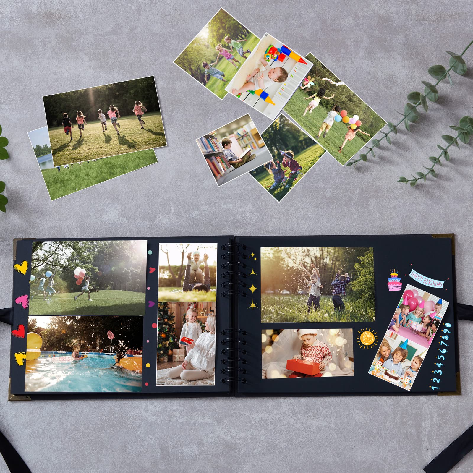 Scrapbook Album, 11.4x8.5 Inch Photo Album Book with 40 Double Sided Black Thickened Kraft Paper and Metal Corner Protector, Woisut DIY Scrapbook for Anniversary Wedding Family Baby Shower Graduation