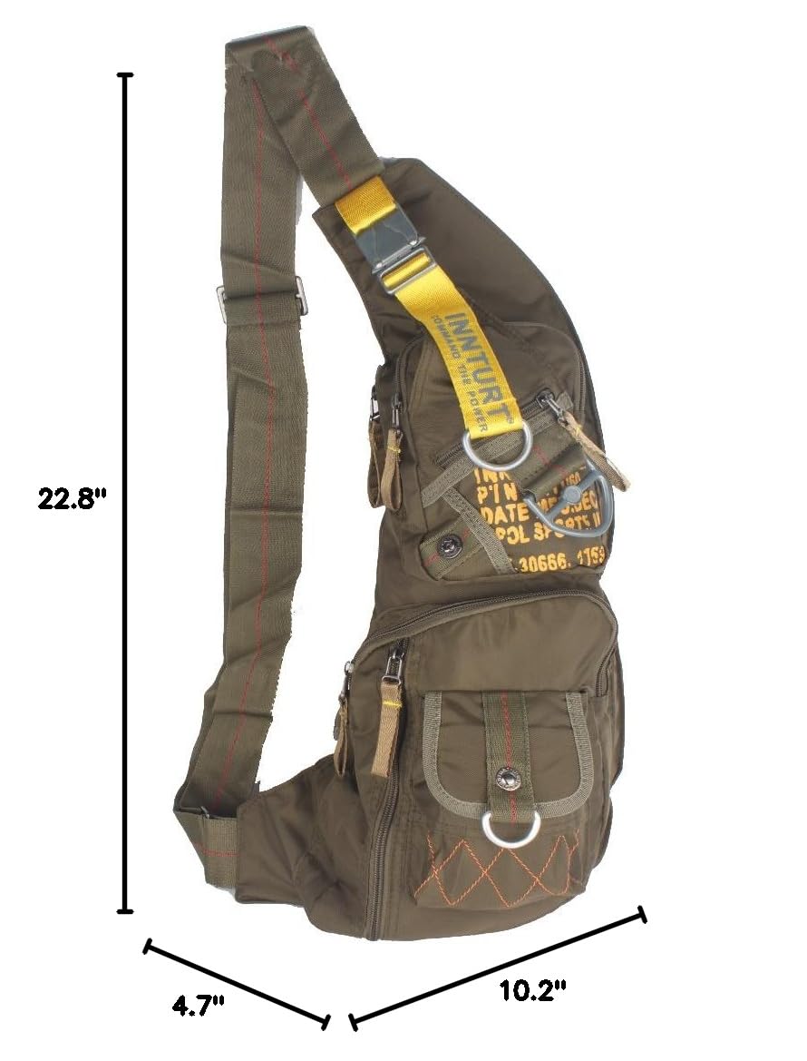 INNTURT Nylon Sling Bag Backpack Shoulder Bag Daypack Large Army Green