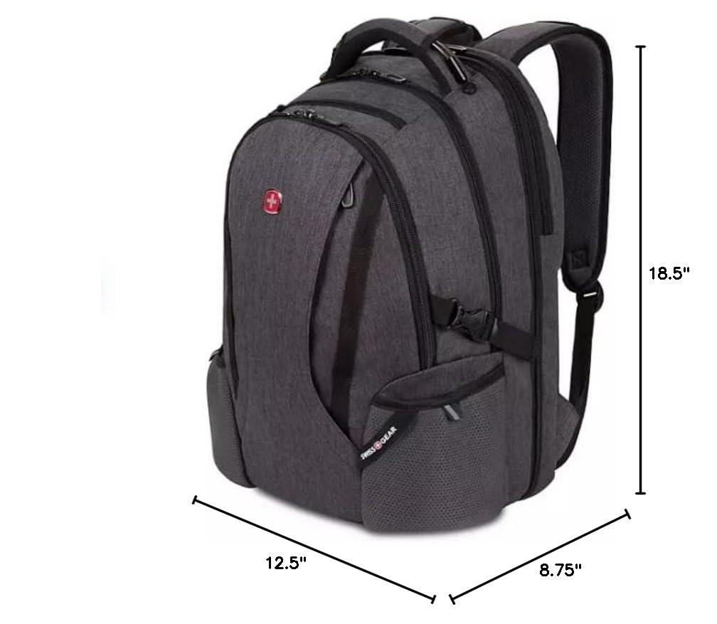 SwissGear ScanSmart Laptop Backpack, Fits Most 16" Notebook Computers, Swiss Gear Outdoor, Travel, School Bag Bookbag, Black Color