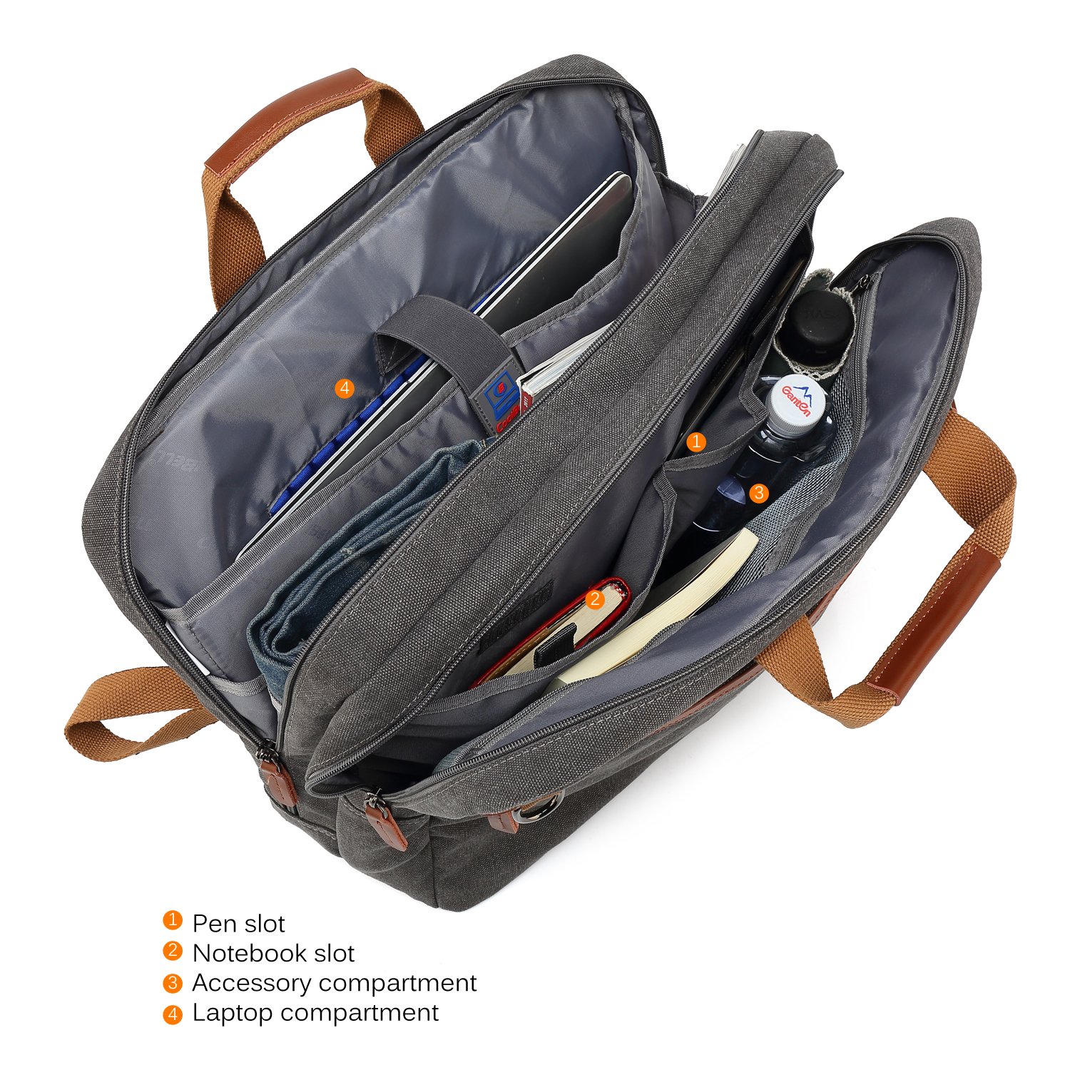 CoolBELL Convertible Backpack Shoulder bag Messenger Bag Laptop Case Business Briefcase Leisure Handbag Multi-functional Travel Rucksack Fits 17.3 Inch Laptop For Men / Women / Travel (Canvas Black)